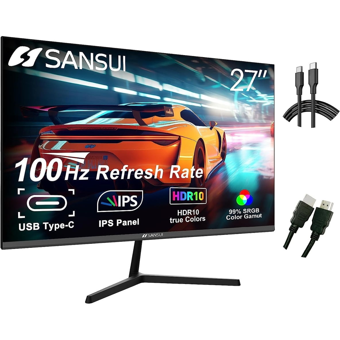 Computer Monitors 27 inch 100Hz IPS USB Type-C FHD 1080P HDR10 Built-in ...