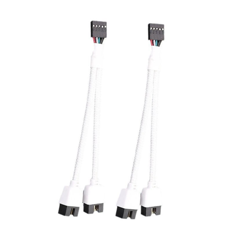 Computer Motherboard USB 2.0 9Pin to Dual 9 Pin Extension Cable White ...