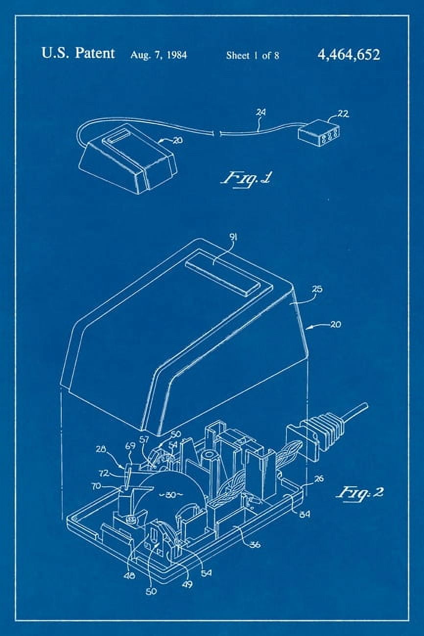 Computer Mouse Blueprint Art Poster - Walmart.com