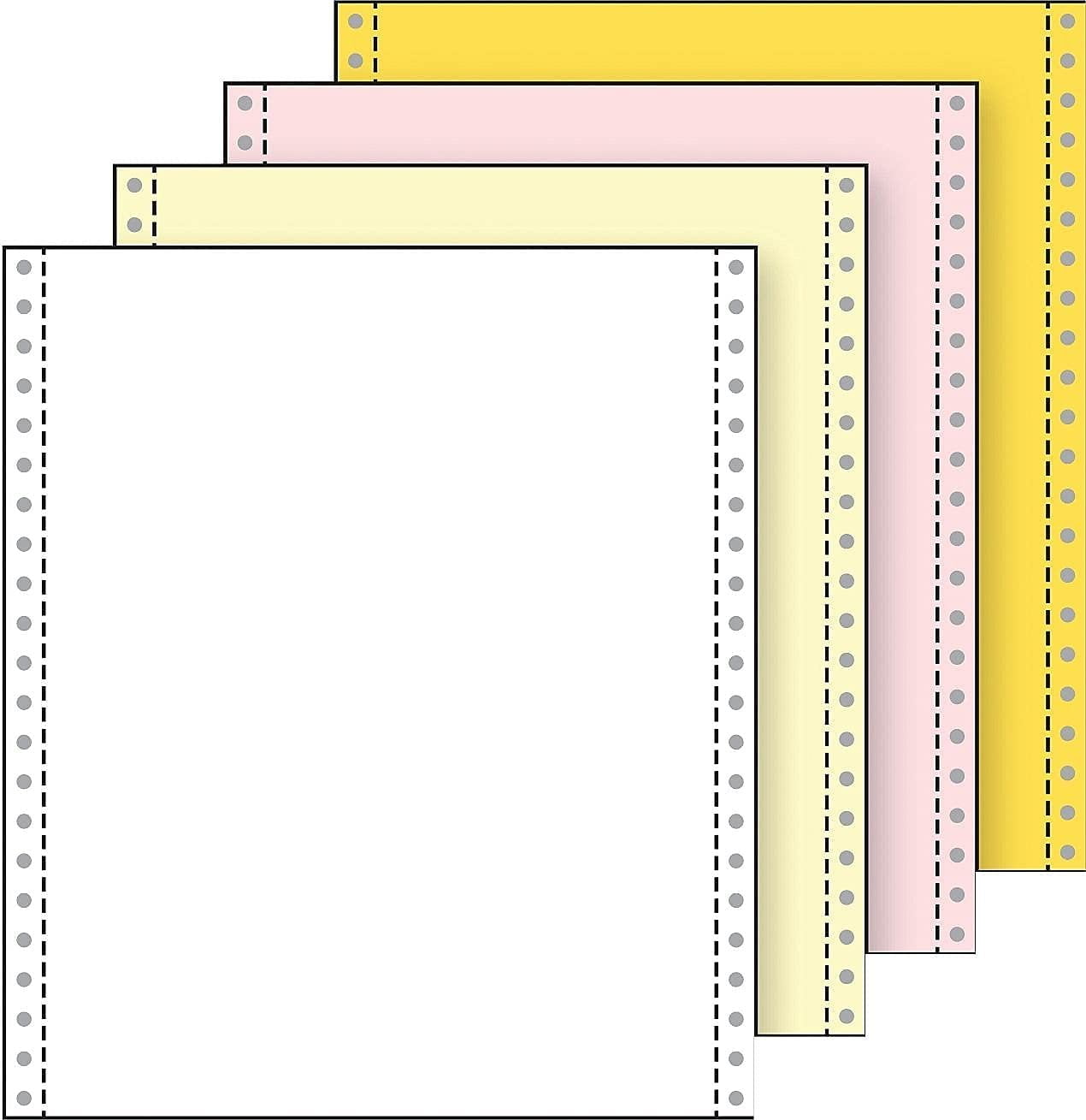 4 Part Computer Paper, White-Yellow-Pink-Gold, 9 1/2 X 11, 02234, 800 ...