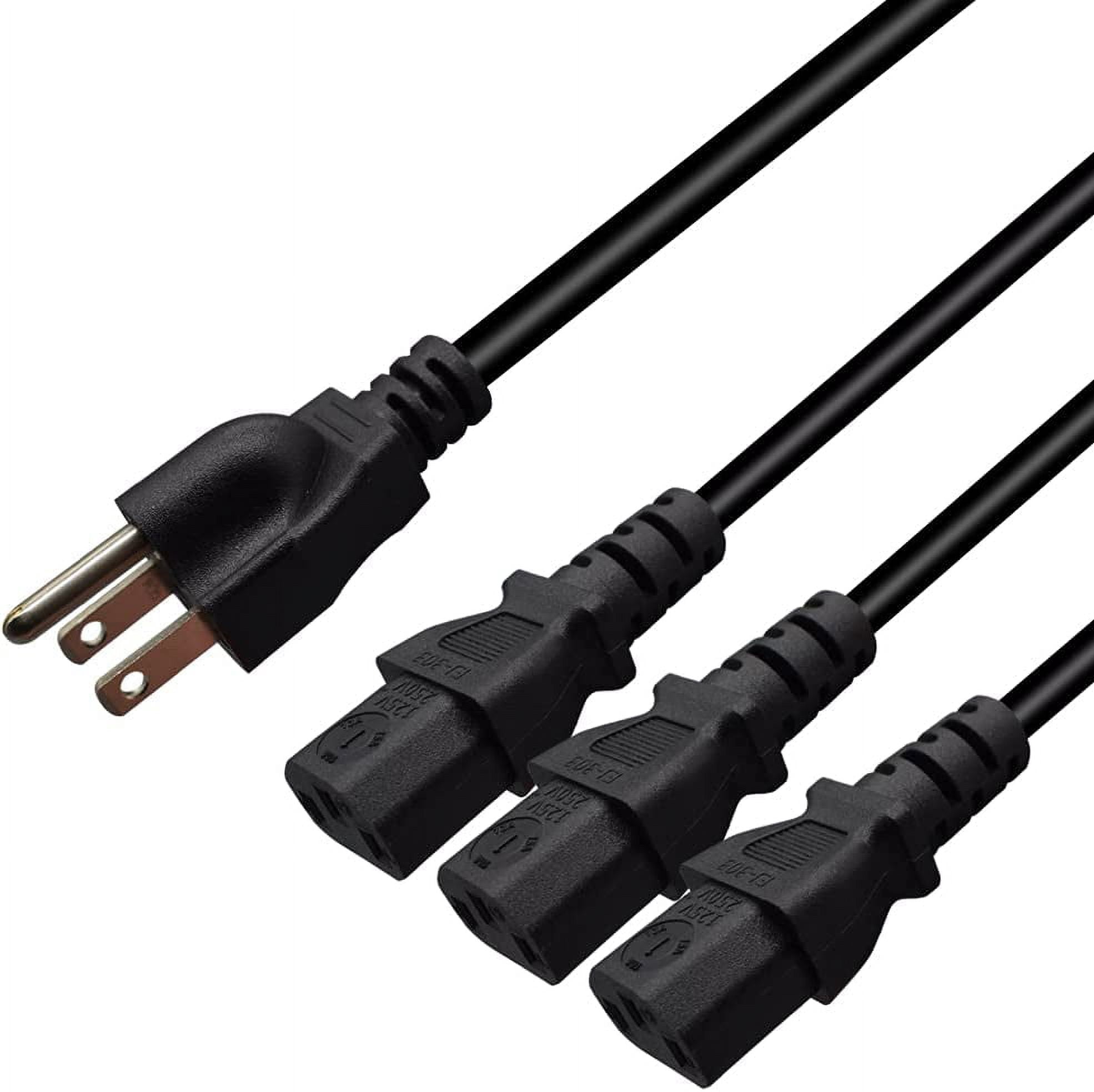Computer Power Splitter Cord, NEMA 5-15P to 3X C13 - C13 Y-Cable, Power ...