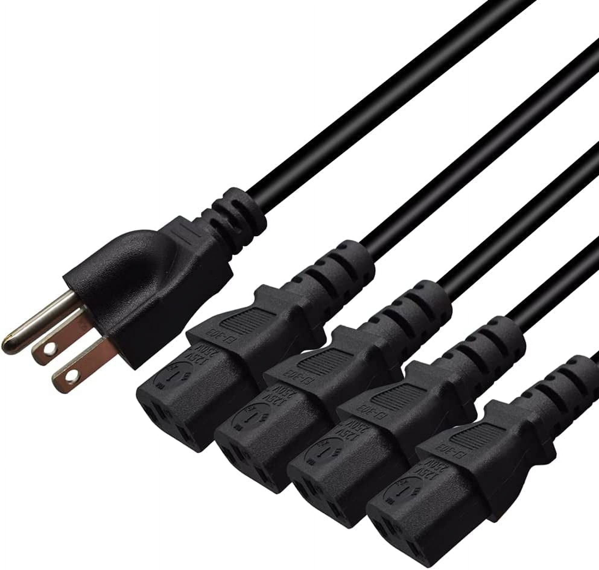 Computer Power Splitter Cord, NEMA 5-15P to 4X C13 - C13 Y-Cable, Power ...