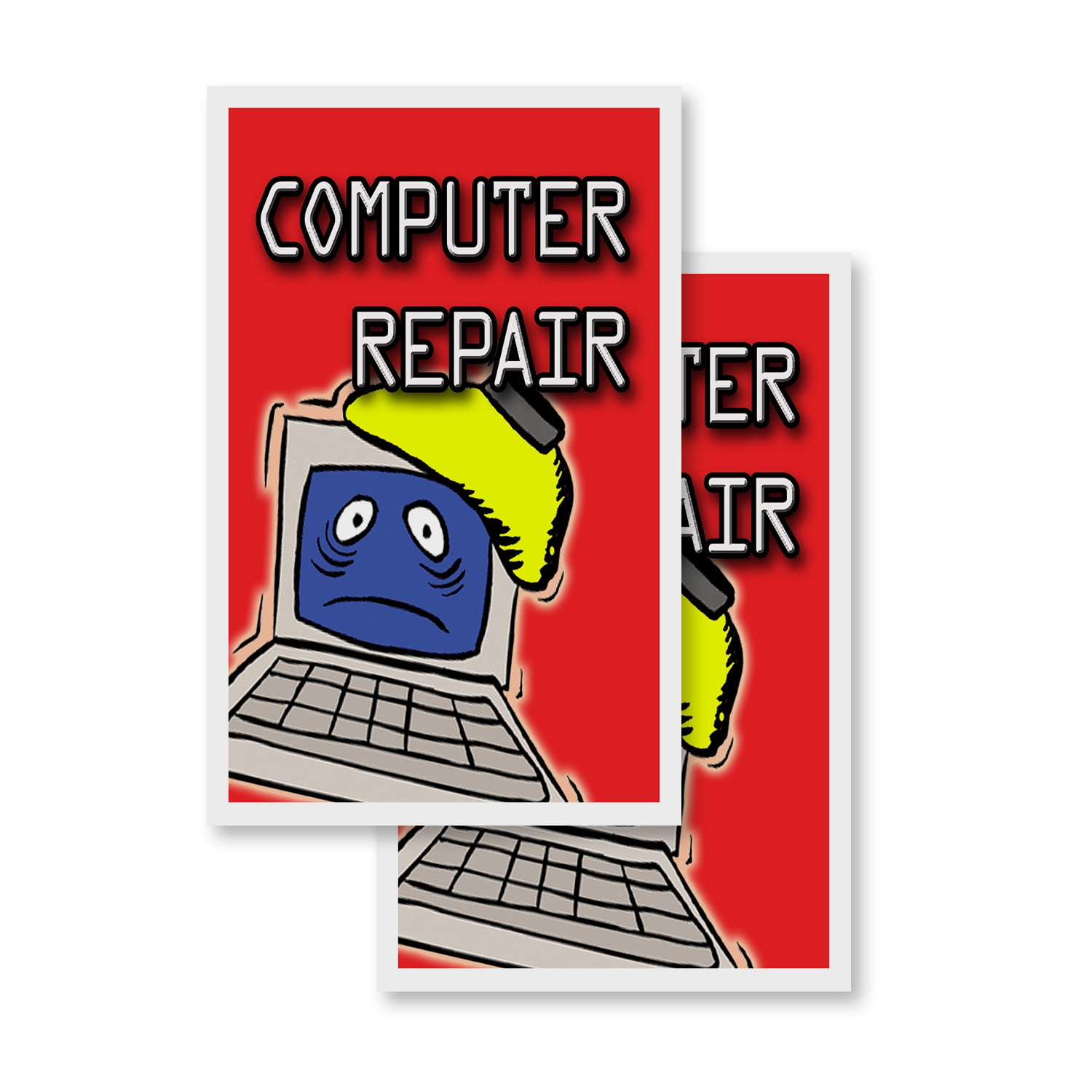 Computer Repair (2-PACK) 24" x 36" Vinyl Decals | Sign Insert Peel ...