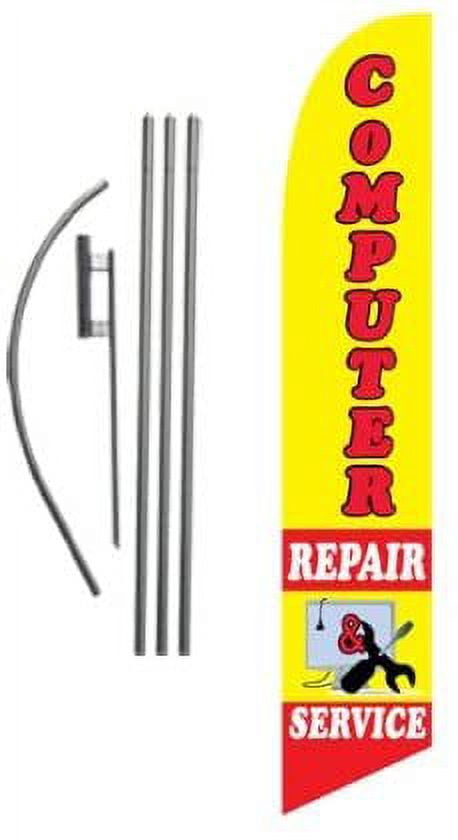 Computer Repair Advertising Feather Banner Swooper Flag Sign with Flag ...