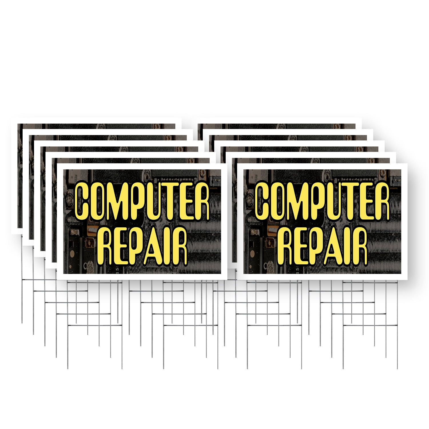 Computer Repair Yard Sign 10 Pack of 24 Inch x 36 Inch Single Sided ...
