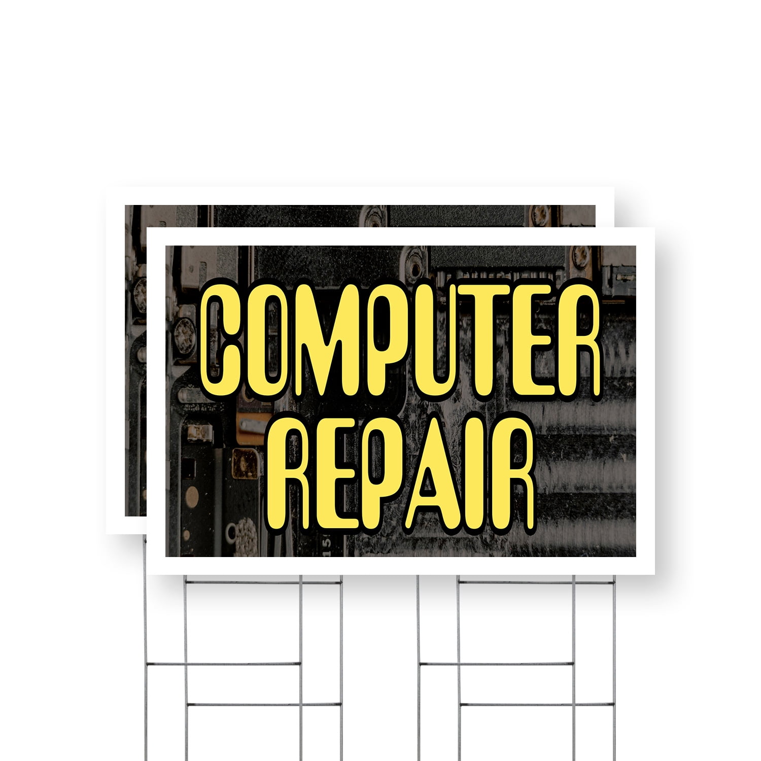 Computer Repair Yard Sign 2 Pack of 24 Inch x 36 Inch Double Sided ...