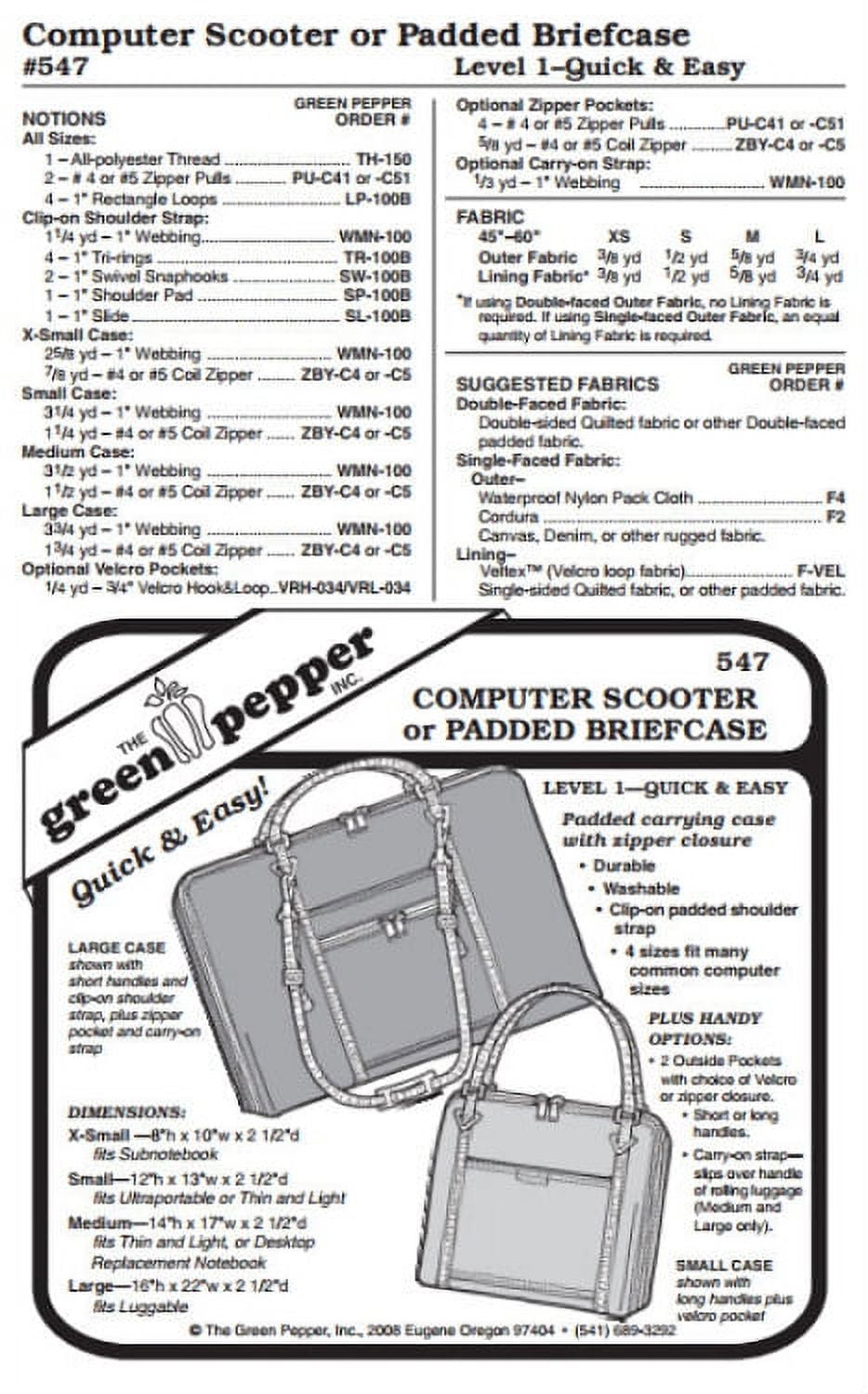 Computer Scooter or Padded Briefcase Student Bag Tote #547 Sewing ...