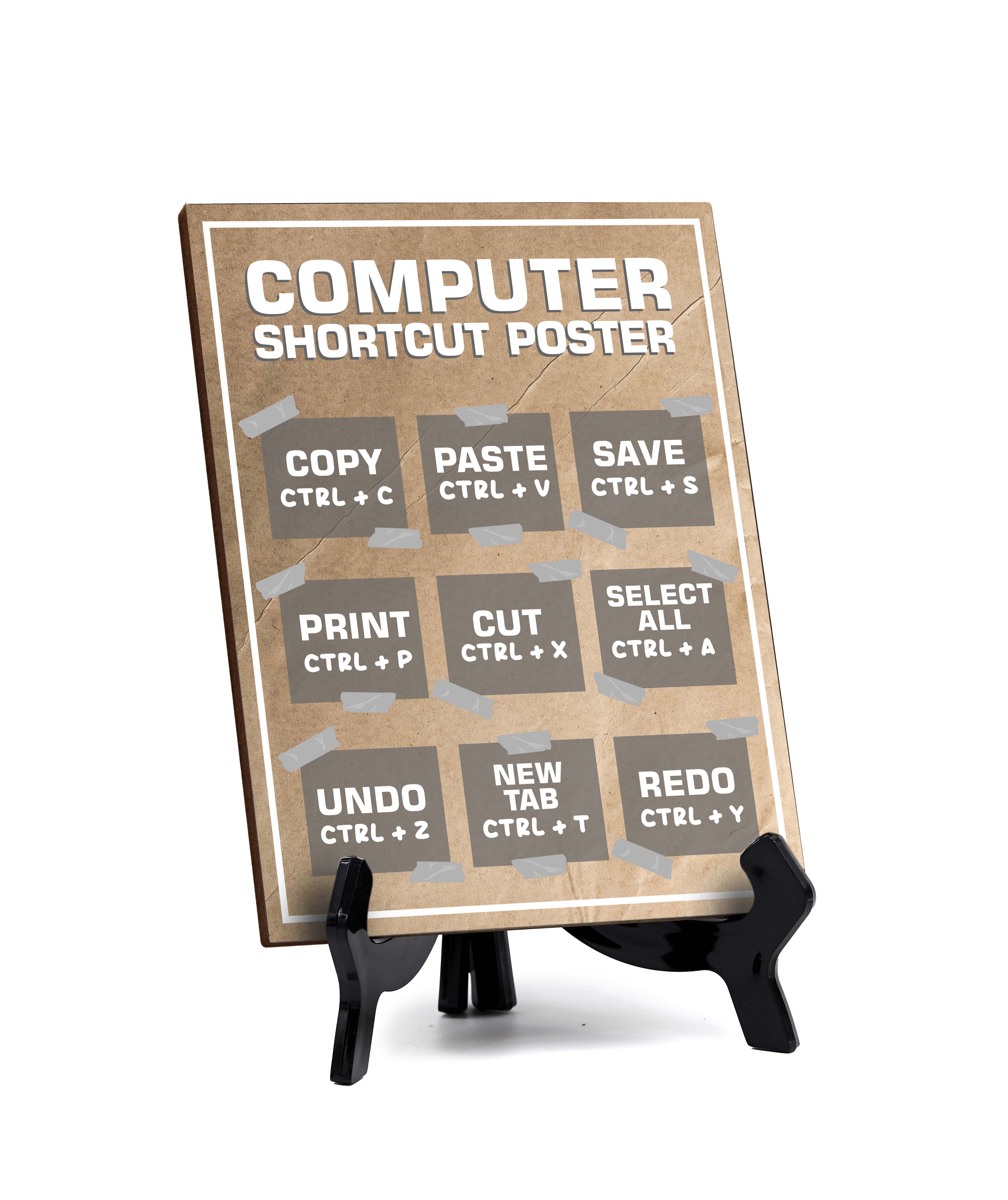 Computer Shortcuts Table Sign with Acrylic Stand (6x8“) | Computer ...