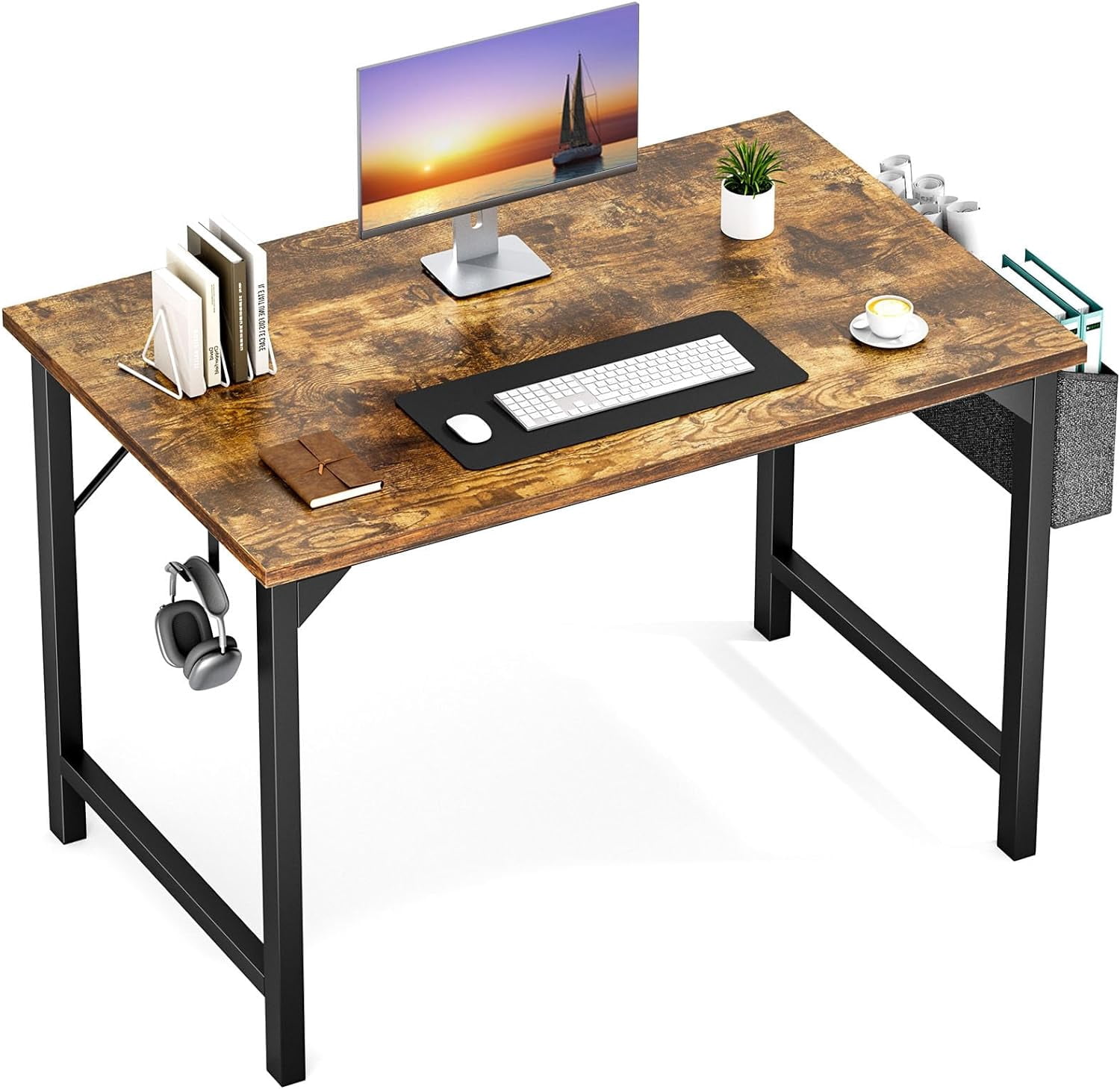 Computer Small Office Desk 40 Inch Writing Study Work with Storage Bag ...
