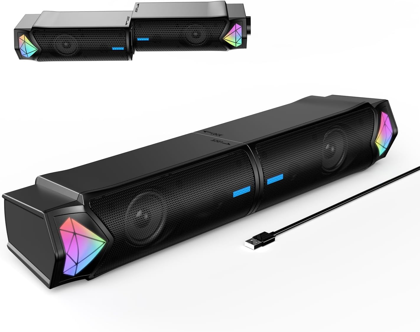 Computer Speakers, Bluetooth Dyna RGB Computer Sound Bar, Dual HiFi ...