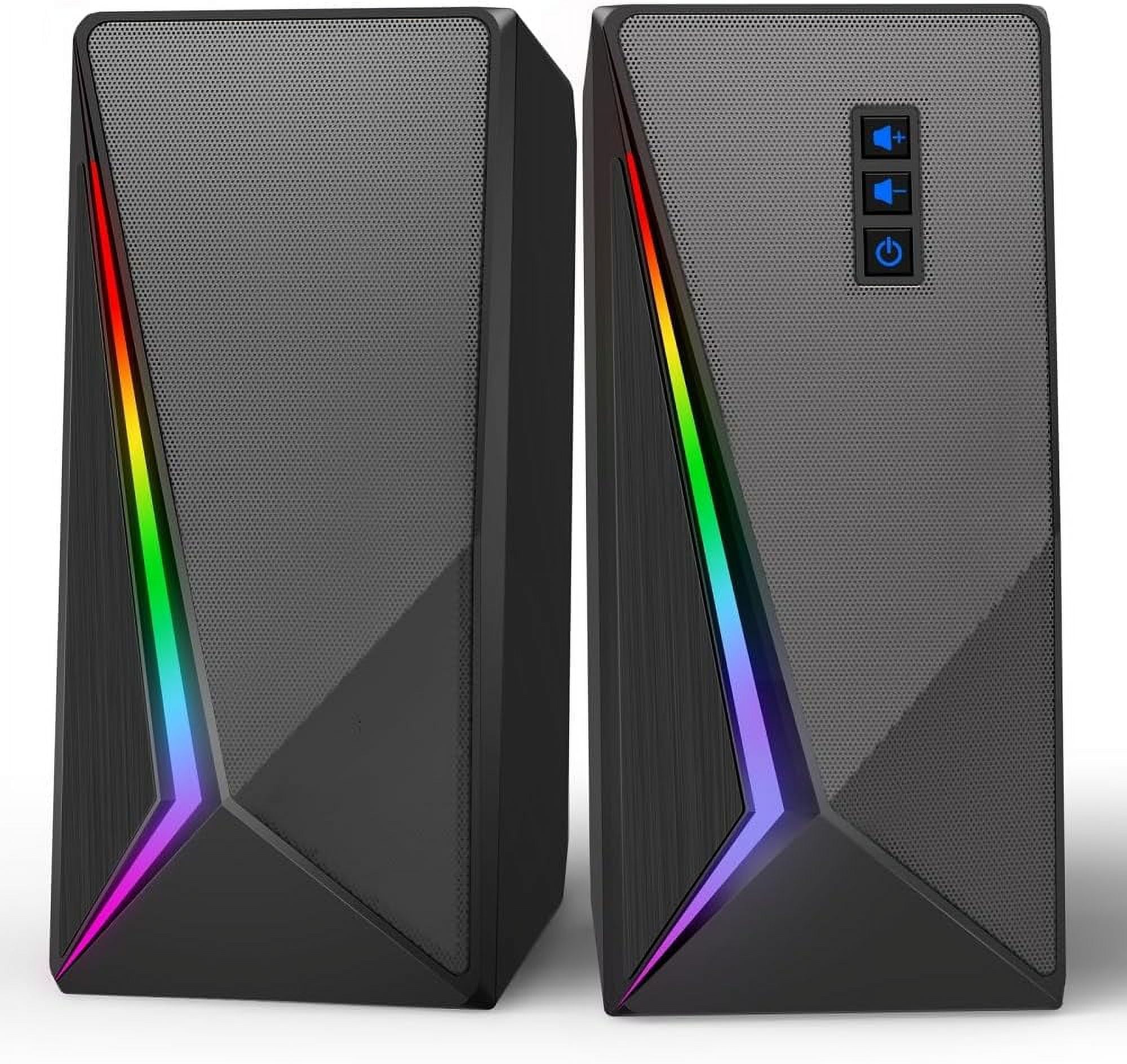 Computer Speakers, Desktop Speakers with 6 Colorful RGB Lights, Volume ...