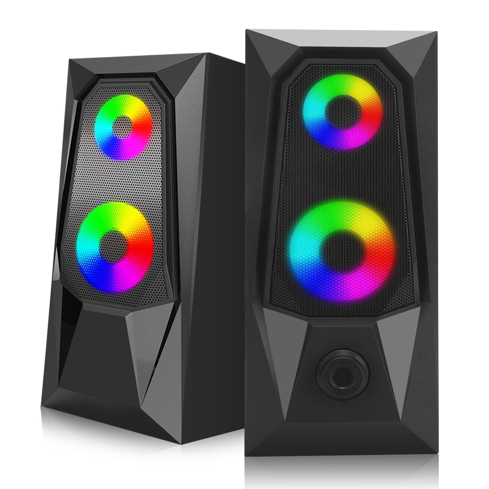 TSV RGB PC Gaming Speakers, USB Powered, 2.0 Stereo Sound, 3.5mm Aux ...