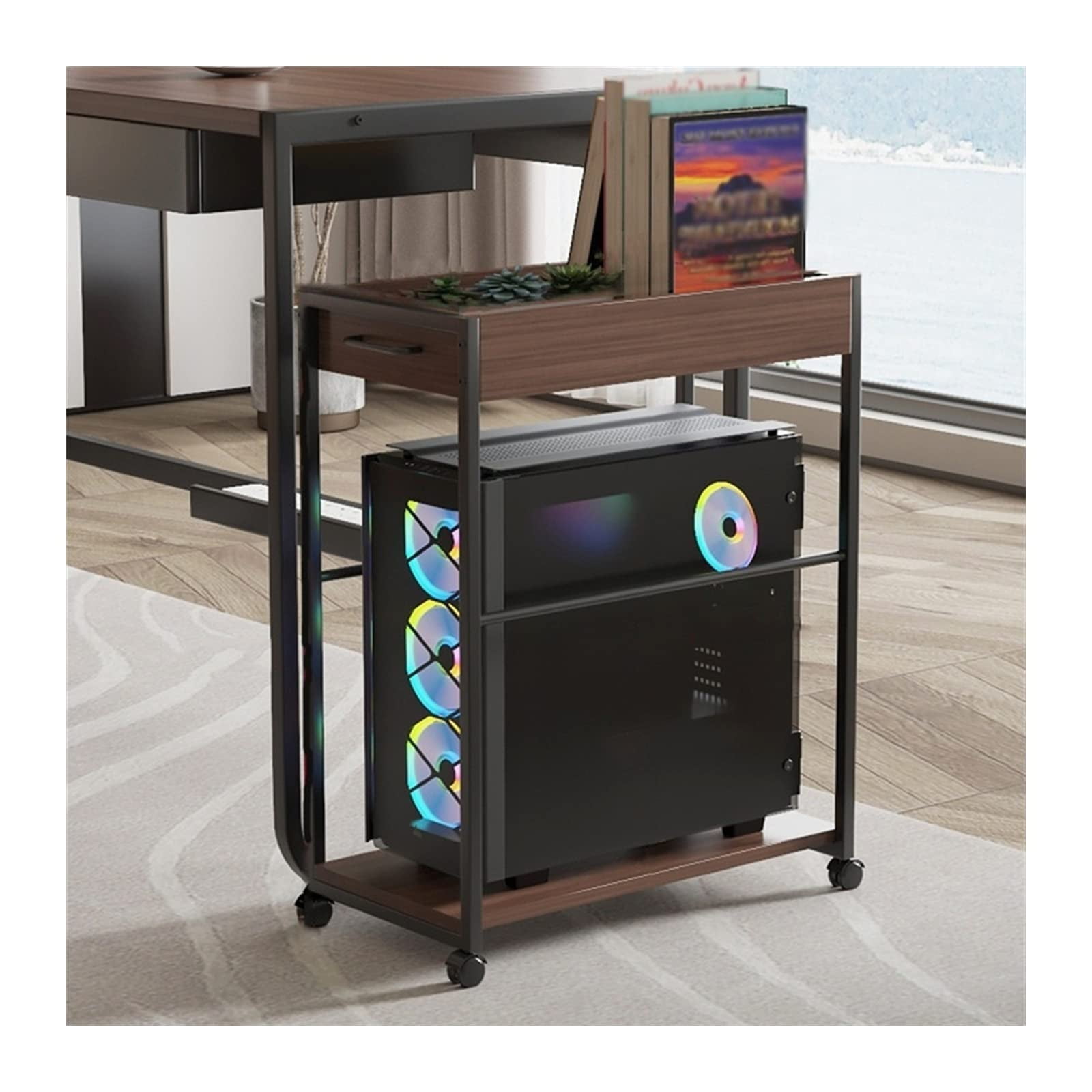 Computer Stand Pc Stand 2-Tier Desktop PC Tower Stand with Storage ...