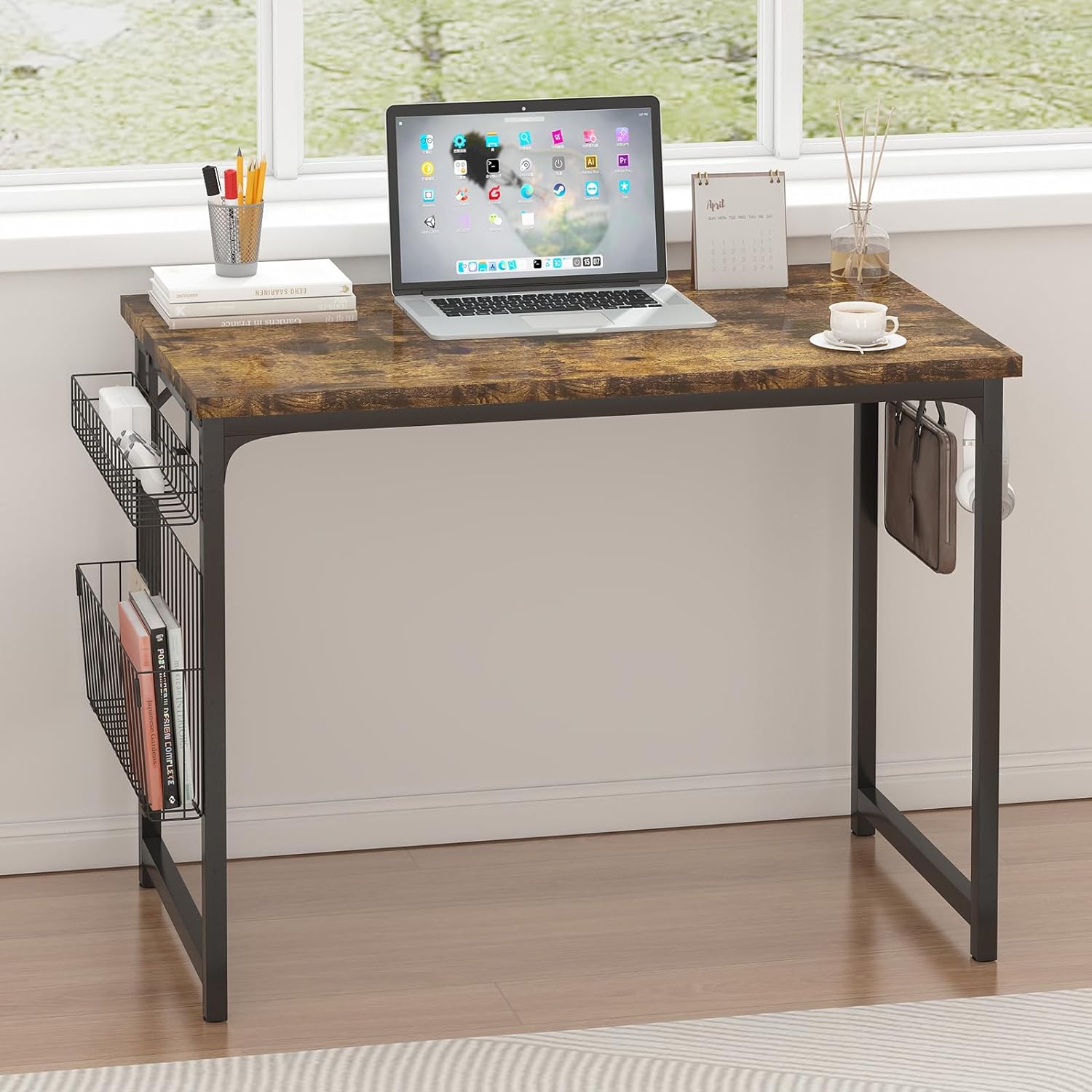 Sunjoy 46’’ Sturdy Simple Rustic Industrial Design Home Office Computer ...