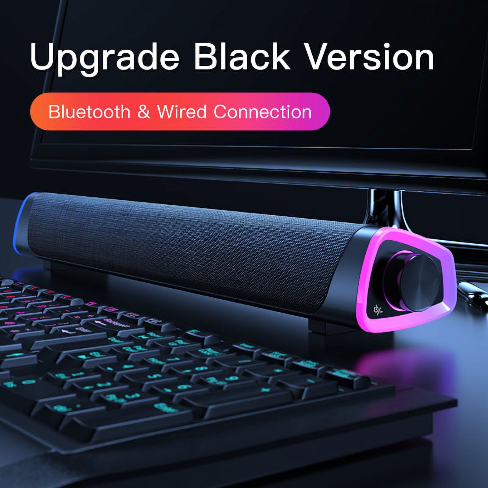 Computer TV Soundbar with LED Lighting 4D Stereo Bluetooth Speakers ...