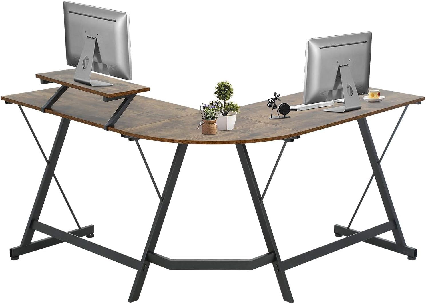 Computer Table L Shaped Corner Table Desk Gaming Table with Large ...