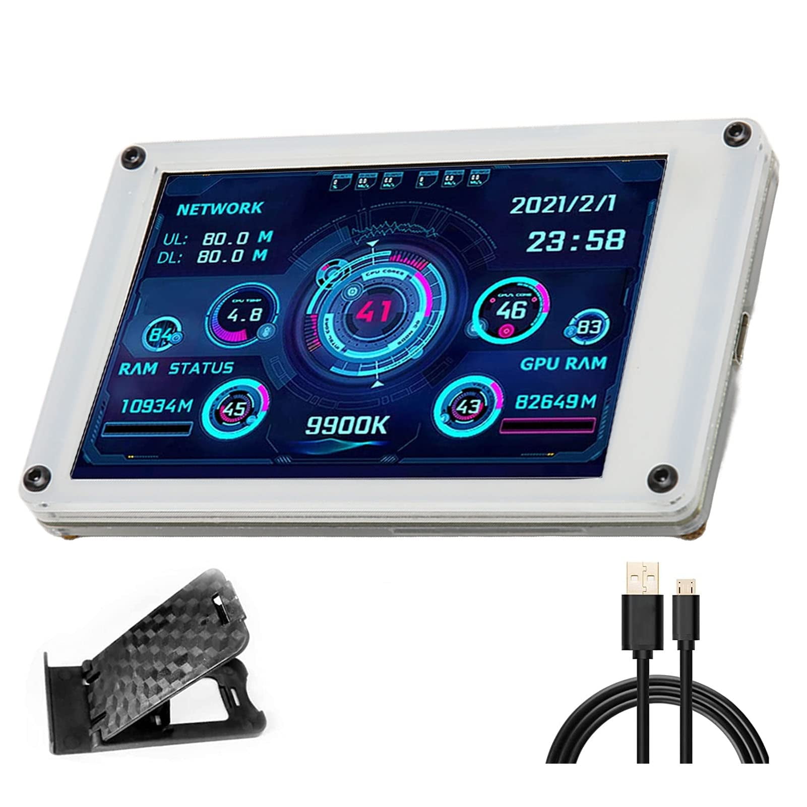 Computer Temp Monitor, 3.5 Inch IPS USB Mini Secondary Screen, PC Temperature Display PC Sensor ...