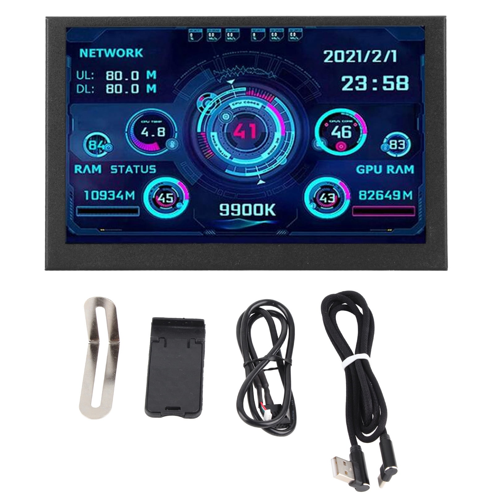 Computer Temp Monitor 5 Inch IPS Display Type C Customizable Layout PC ...