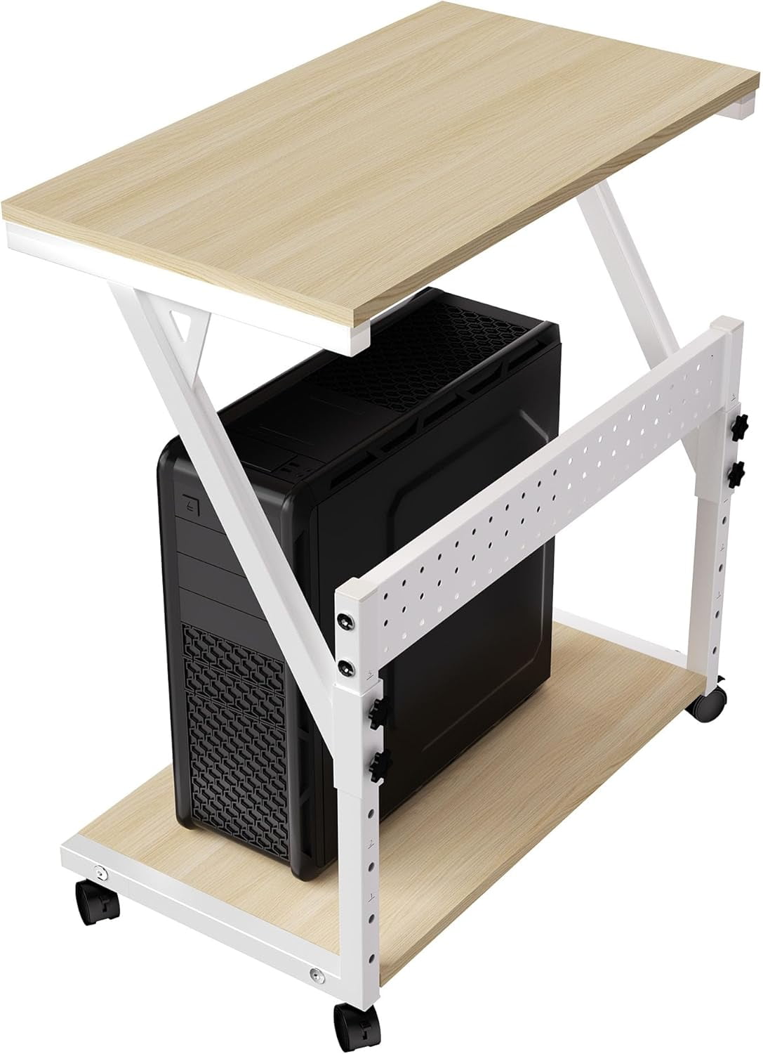 Computer Tower Cart - Height Adjustable PC Stand, 2-Tier ATX-Case CPU ...