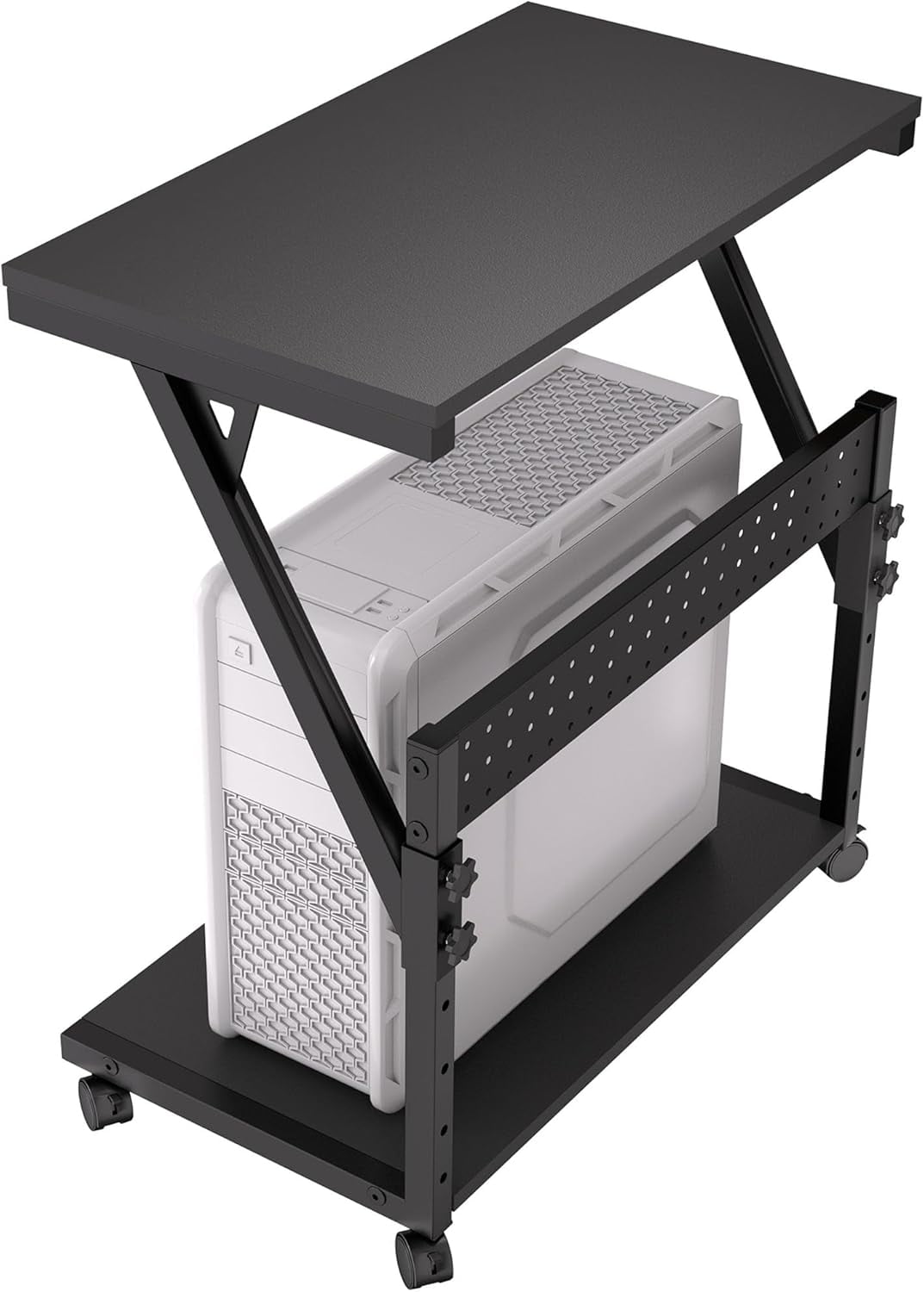 Computer Tower Cart - Height Adjustable PC Stand, 2-Tier ATX-Case CPU ...