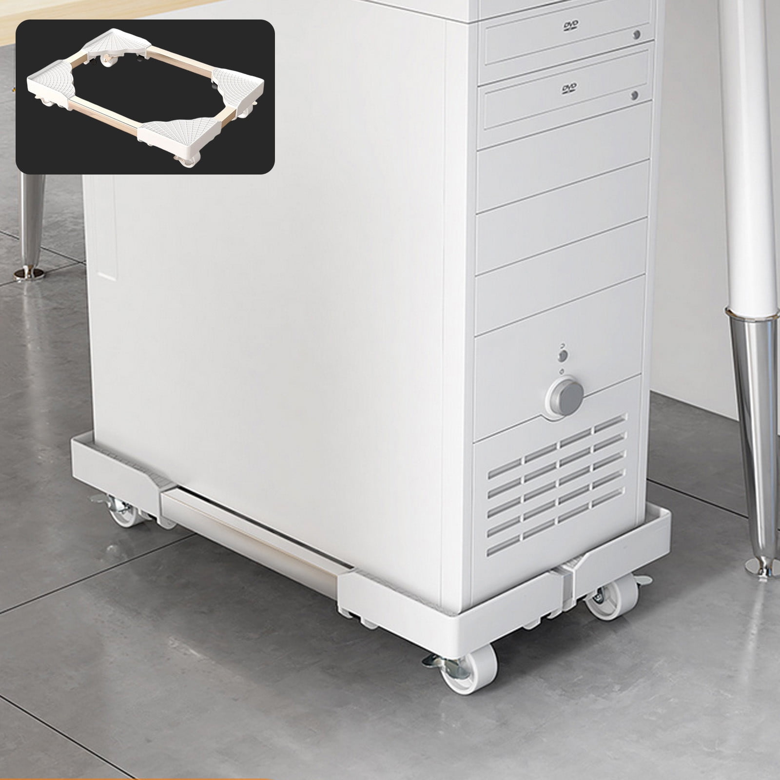 Computer Tower Mobile Stand with Wheels, Adjustable Retractable Base ...