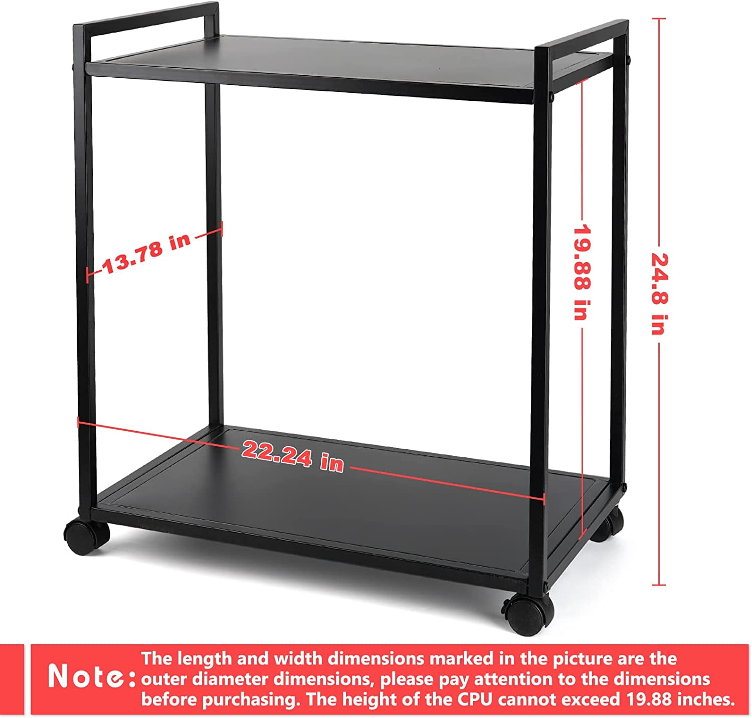 Computer Tower Stand, 2-Tier CPU Stand PC Stand with Lockable Wheels ...