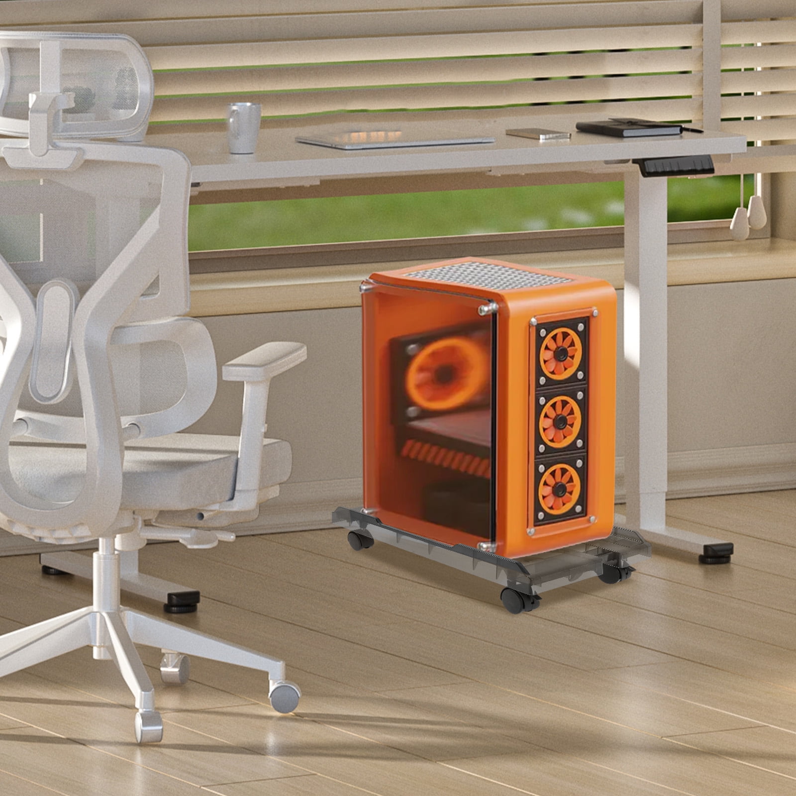 Computer Tower Stand Adjustable Hollow Mobile CPU Stand with 4 Rolling ...