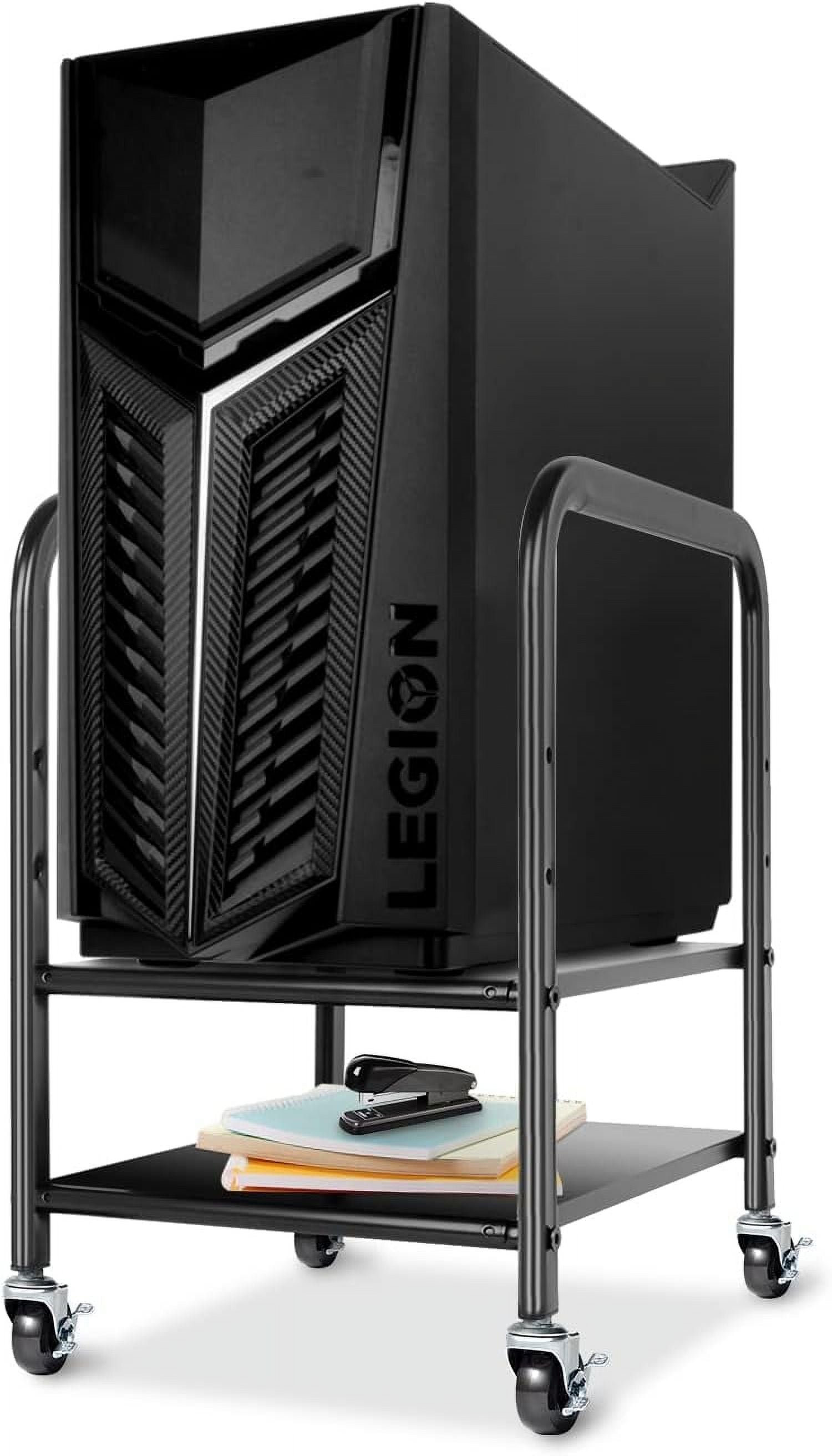 360Tronics Electronic Computer Metal Stand Tower with 2-Tier, Black ...