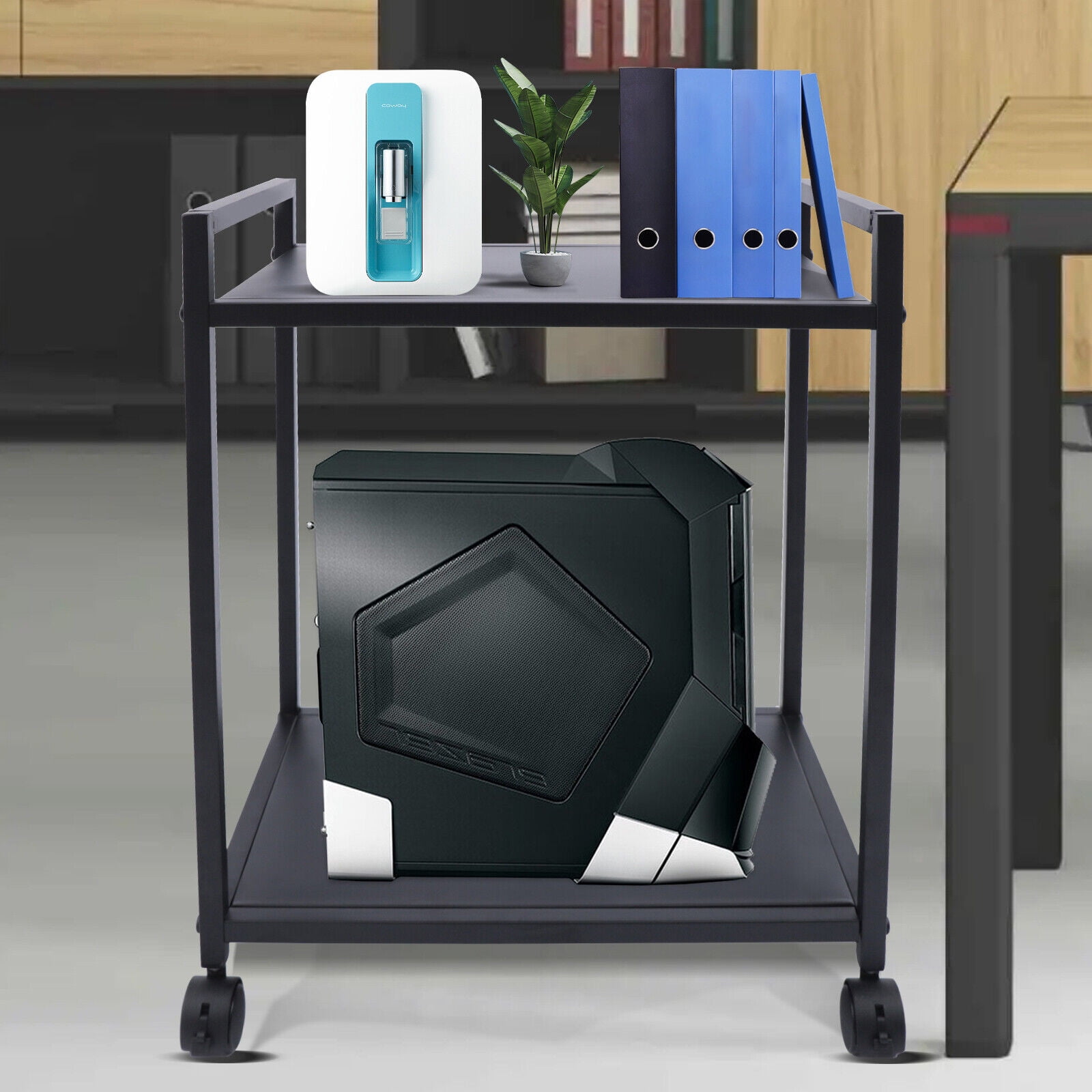 Computer Tower Stand CPU Printer Holder w/Lockable Wheel for Office ...