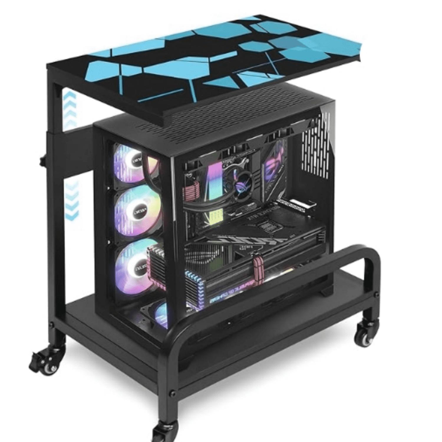 Computer Tower Stand Height Adjustable 2 Tier Floor Stand for Extra ...