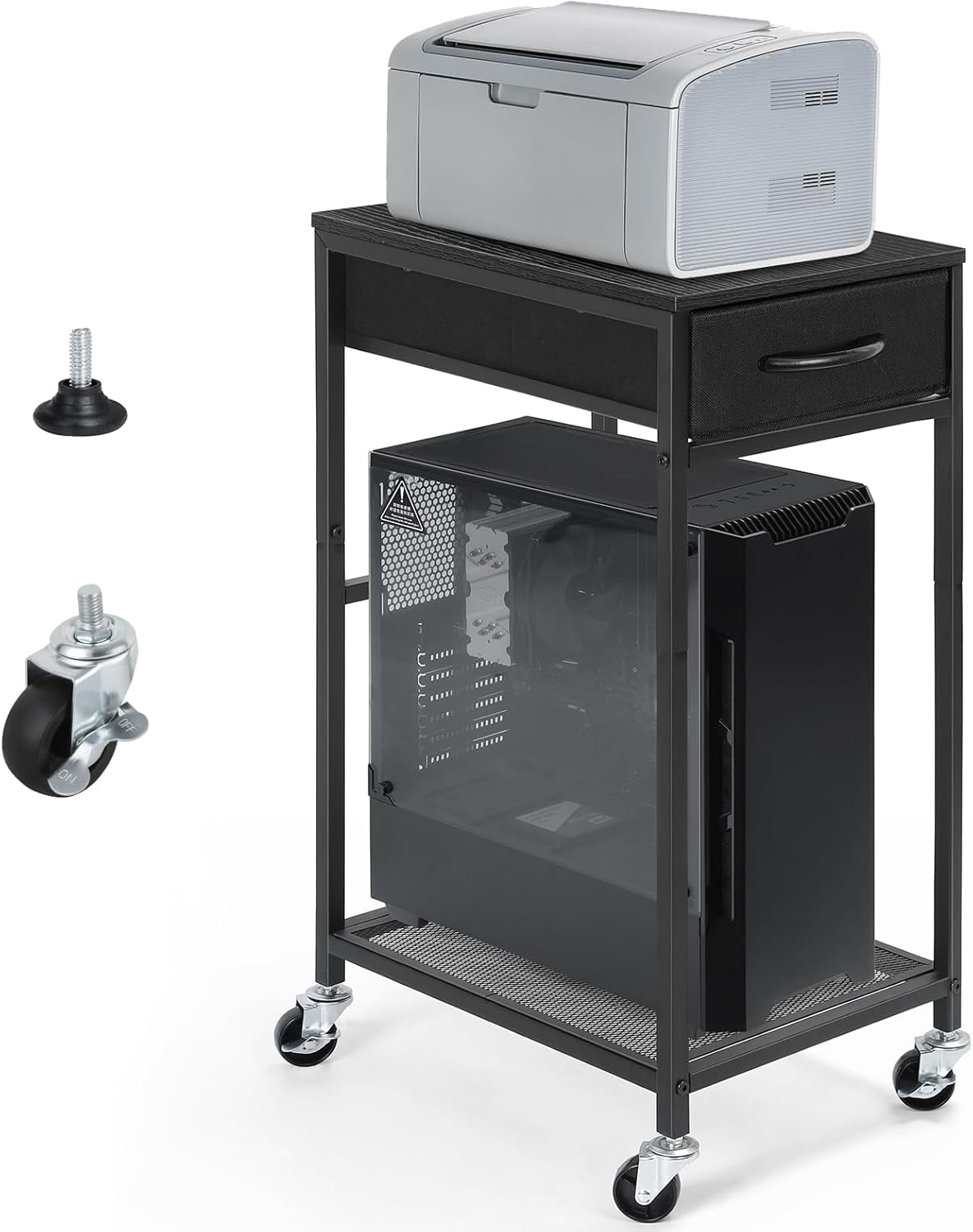 Computer Tower Stand PC Tower Stand with Storage Drawer Mobile CPU ...