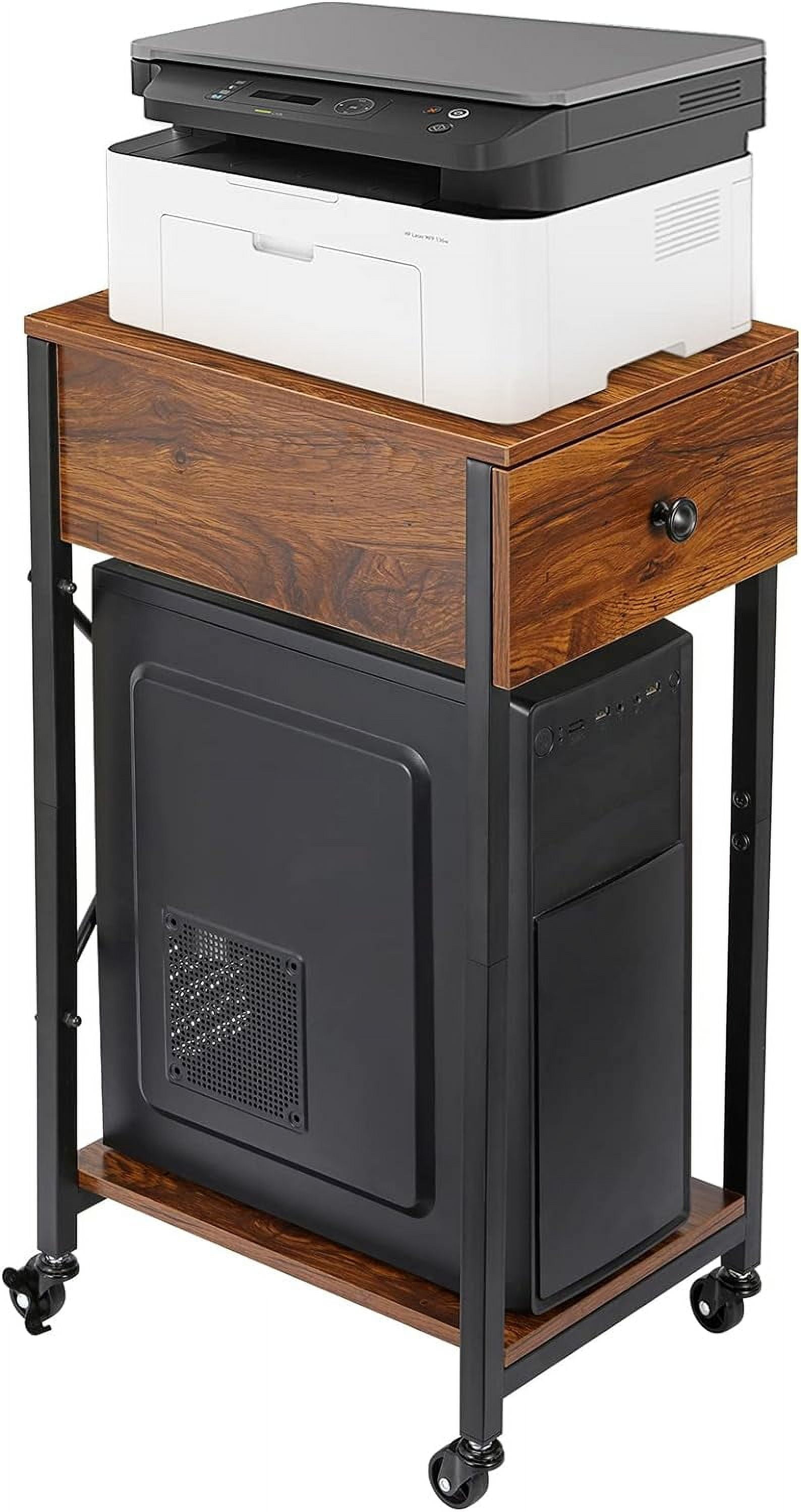 TUOREN Rolling Mobile Desk Cabinet, 2-Tier Metal Printer Stand, CPU ...