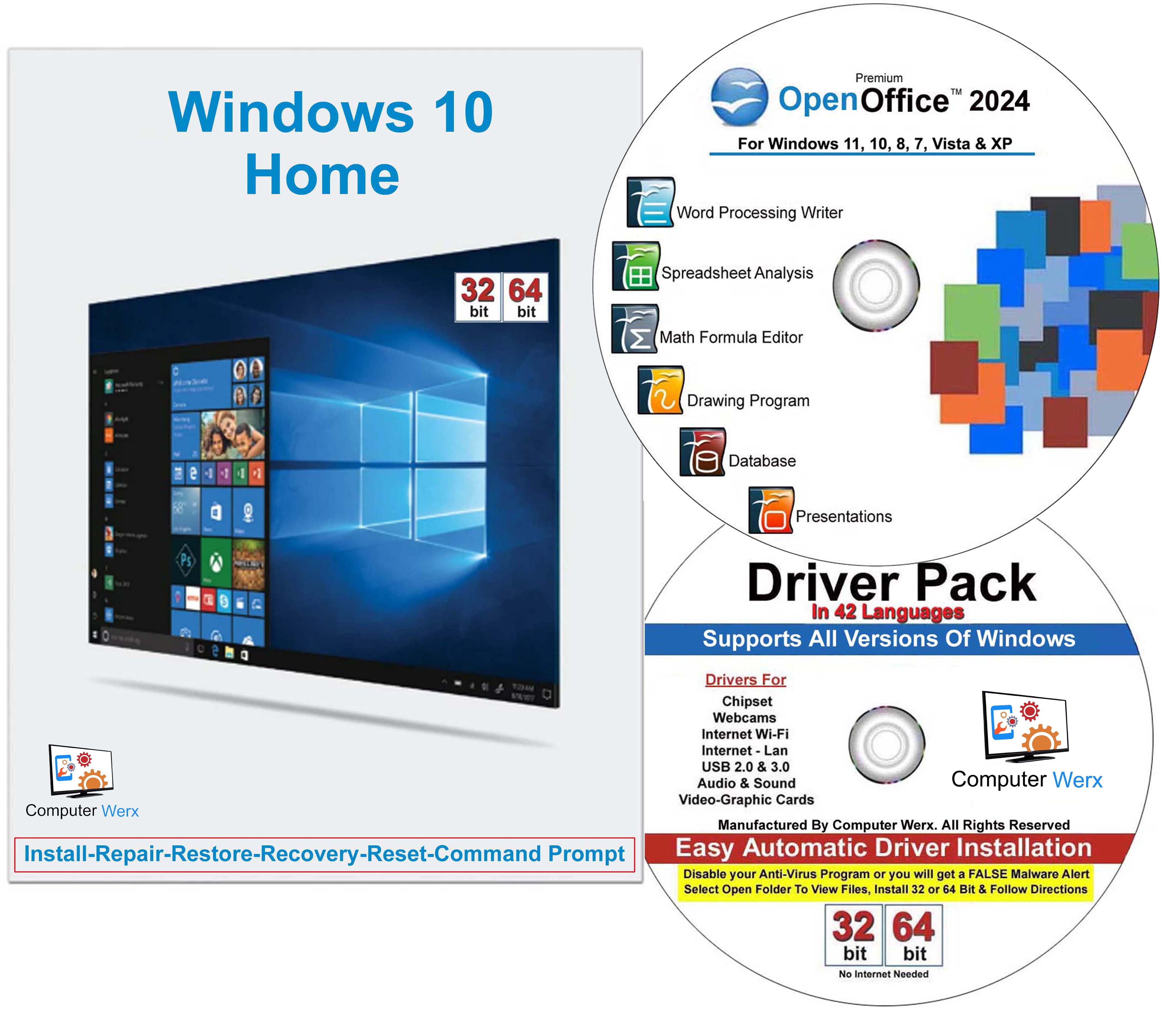 Computer Werx Windows 10 Home 32/64 Bit Repair Recover Restore ...