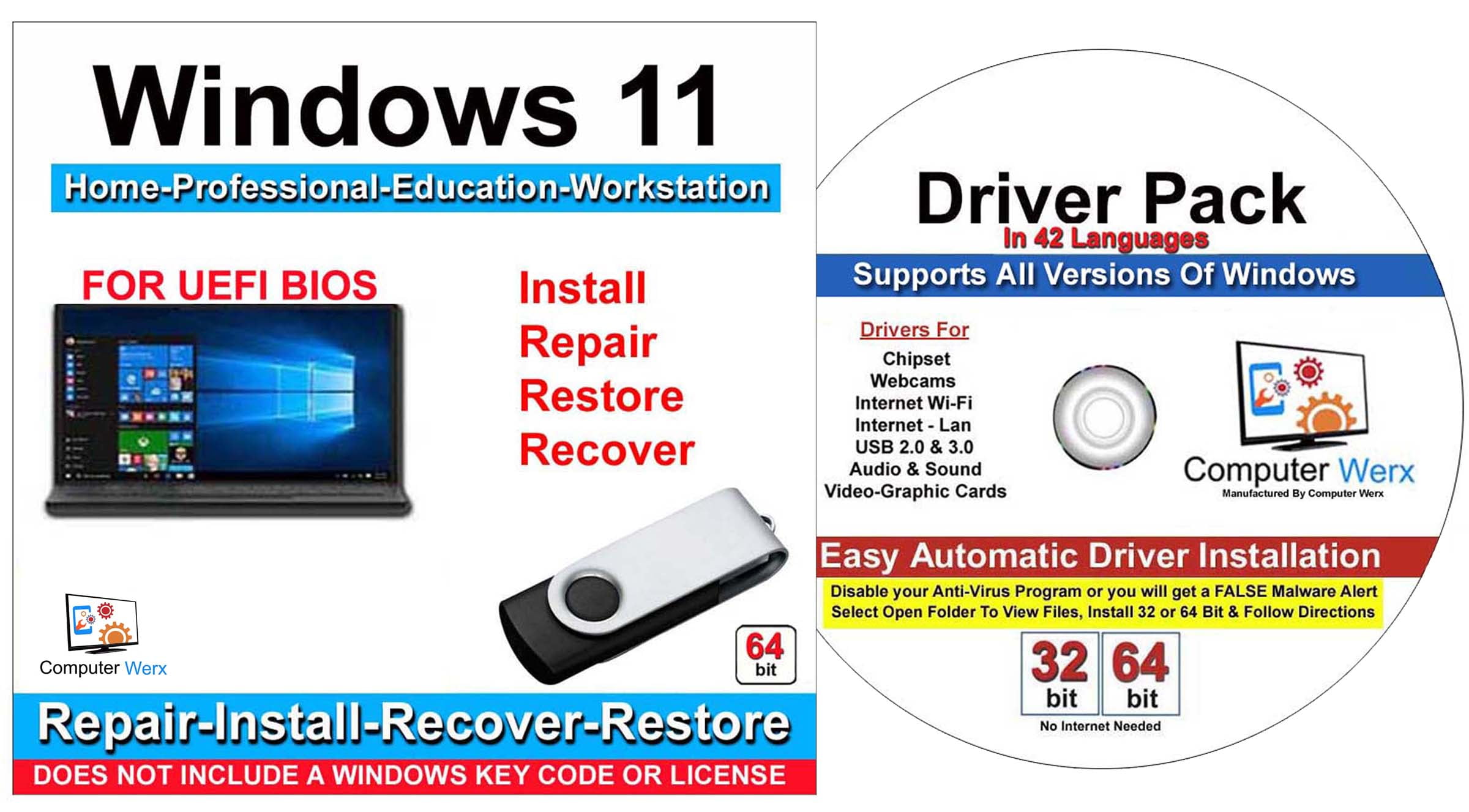 Computer Werx Windows 11 Home Professional Education Workstation Repair ...