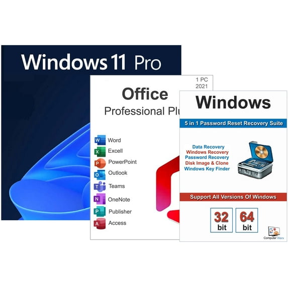 Computer Werx, Windows 11 Pro OEM DVD 64 Bit, Office 2021 Pro Plus, 5 ...
