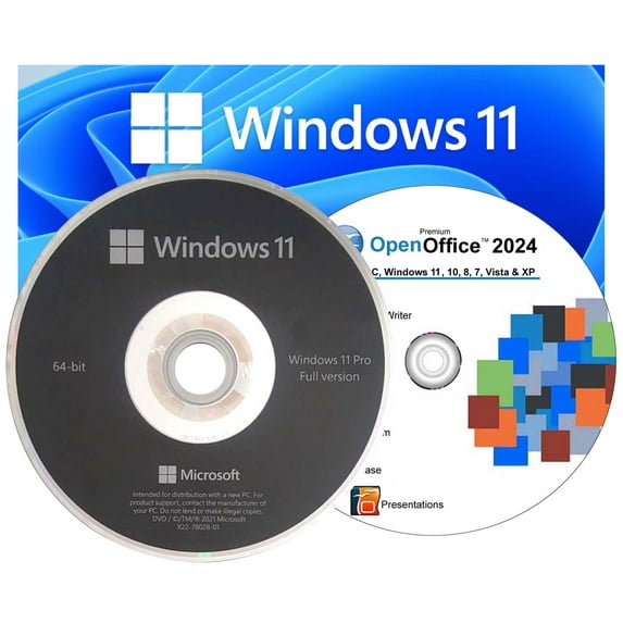 Computer Werx Windows 11 Professional 64 Bit DVD & Open Office 2024, 2 ...
