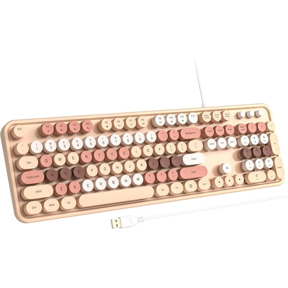 Computer Wired Keyboard, Plug Play USB Full-Size Keyboard with Large ...
