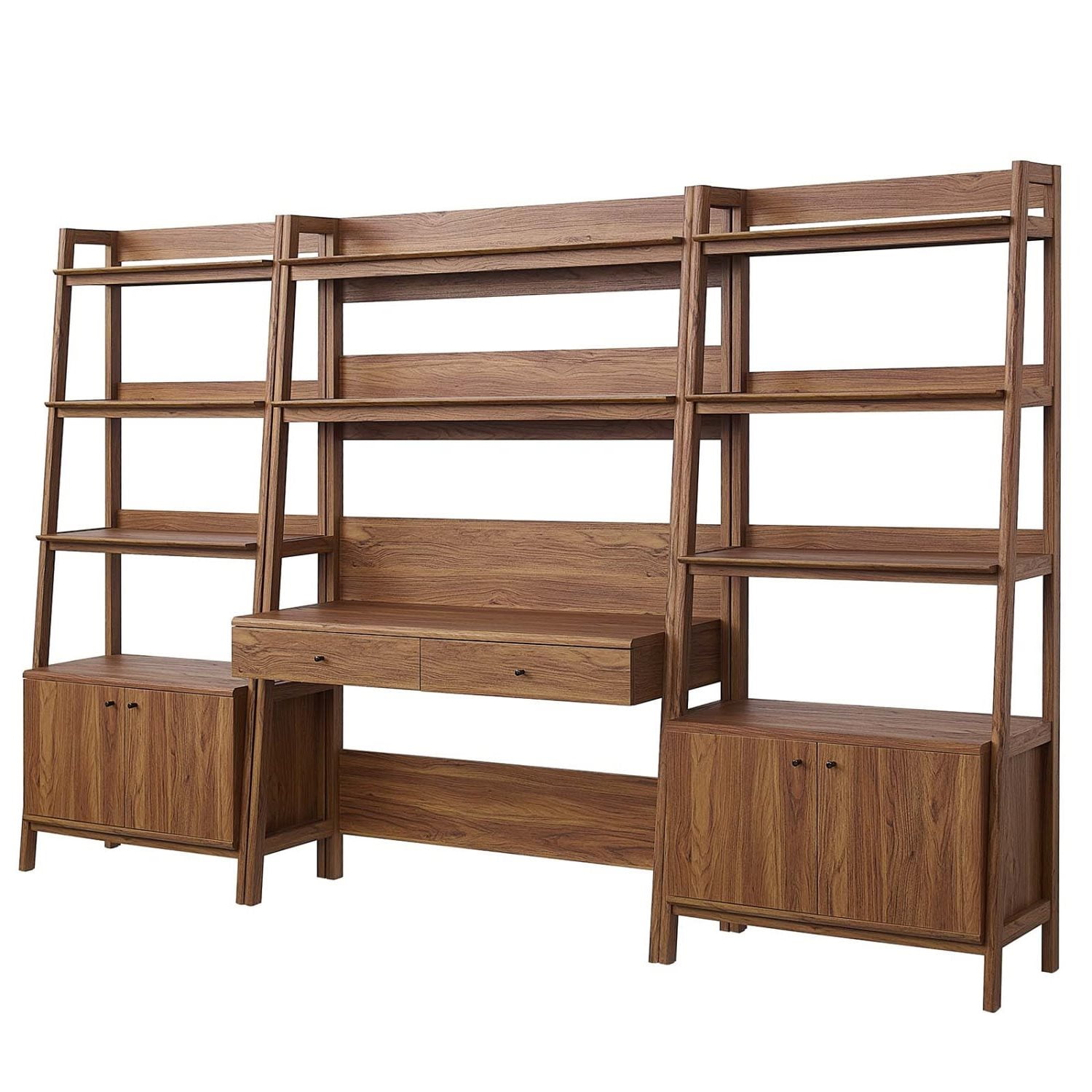 Computer Work Desk Bookshelf, Walnut, Wood, Home Office Business ...