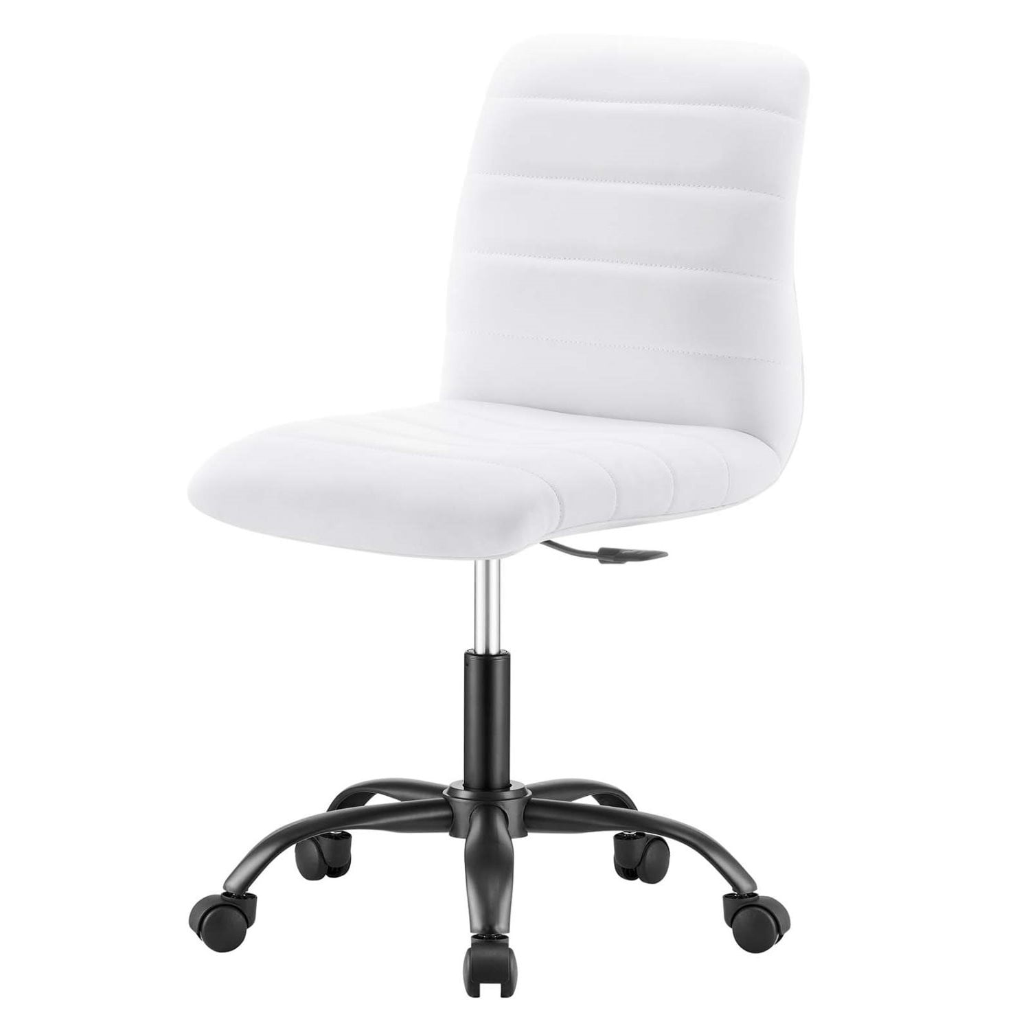 Computer Work Desk Chair, White Black, Vegan Leather, Home Office ...
