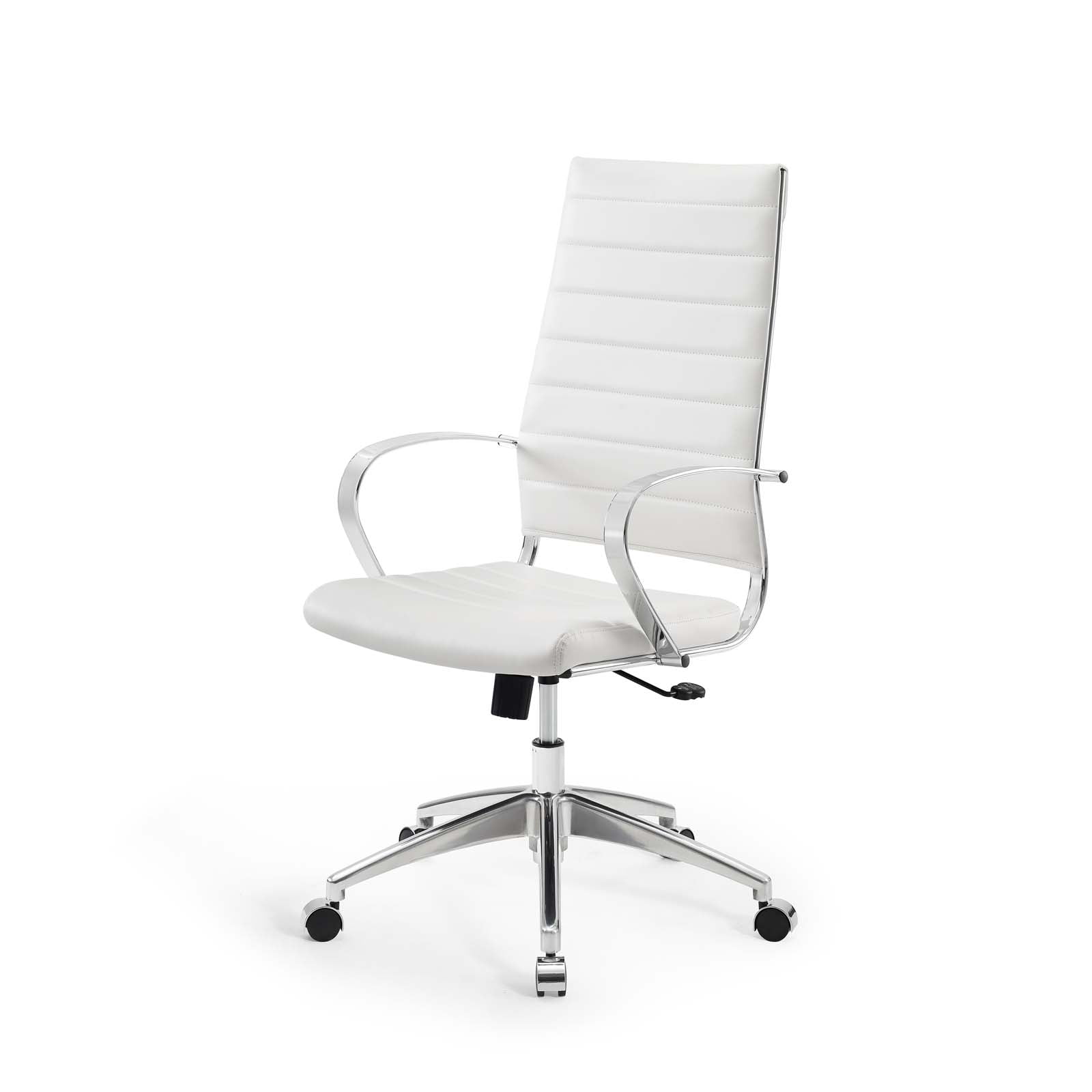 Computer Work Desk High Back Chair, Faux Leather, White, Modern ...