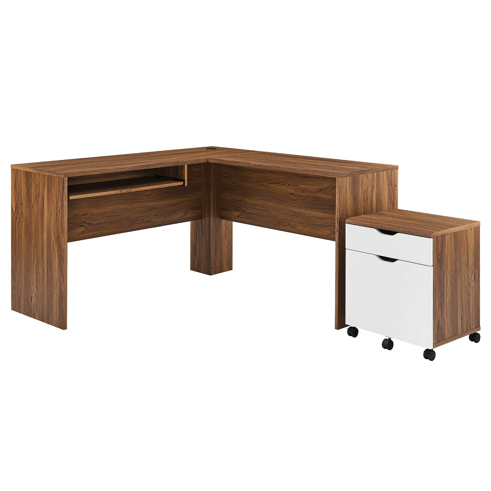 Envision L-Shaped Desk & File Cabinet w/ Drawers & Storage Space in ...
