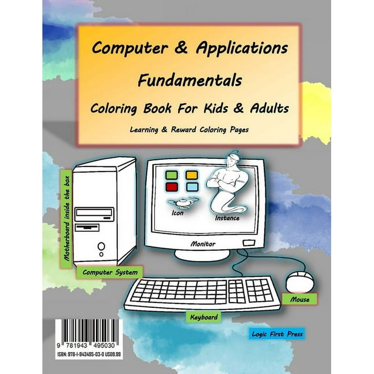 coloring page computer monitor