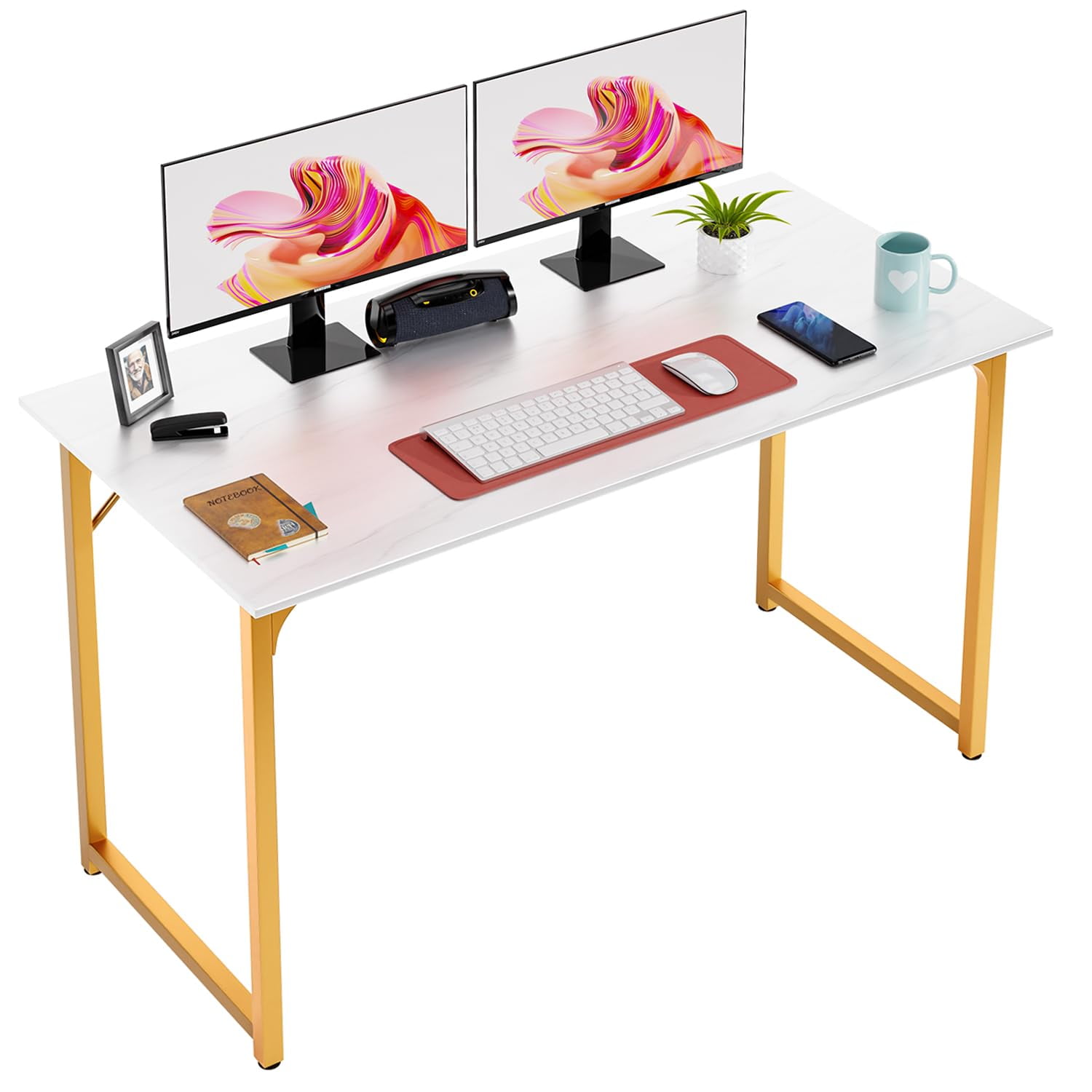 Computer desk 47'' Simple Desk with Adjustable Feet, Large Office Desk ...