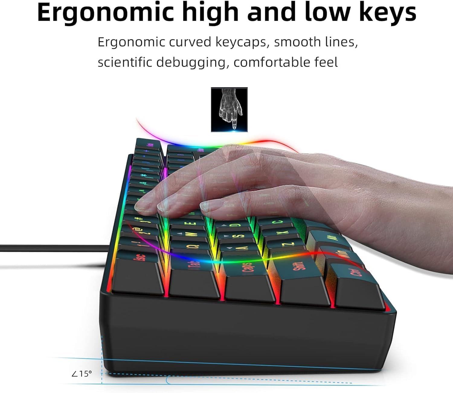 Computer mechanical keyboard, popular keycap RGB rainbow LED backlit ...