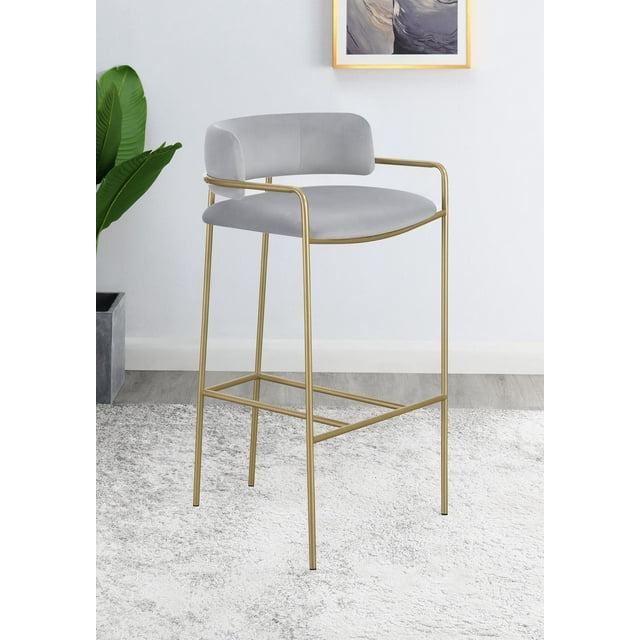 Comstock Upholstered Low Back Stool Grey and Gold - Walmart.com