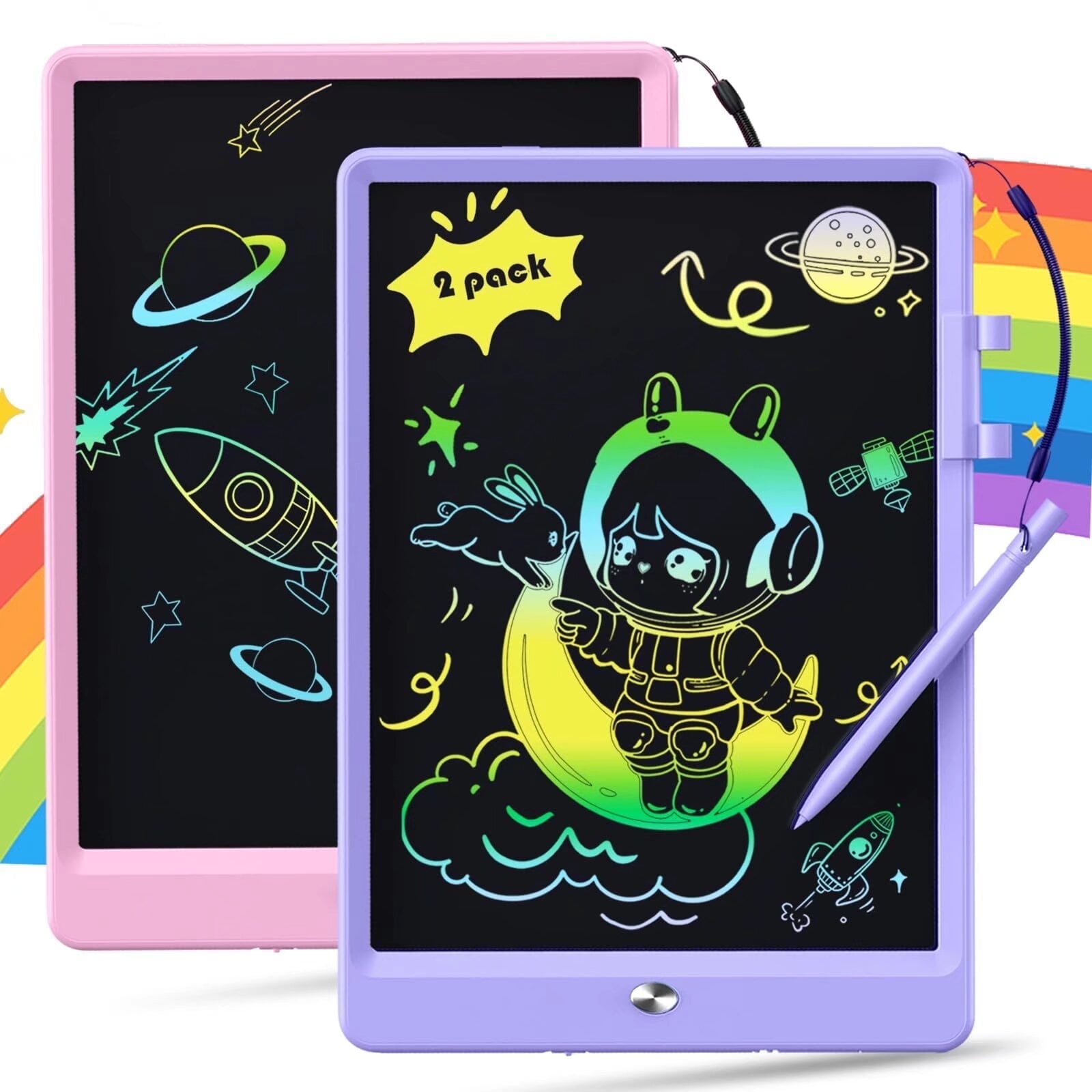 Comvin 2 Pack LCD Writing Tablet for Kids, 10 Inch Colorful Drawing ...