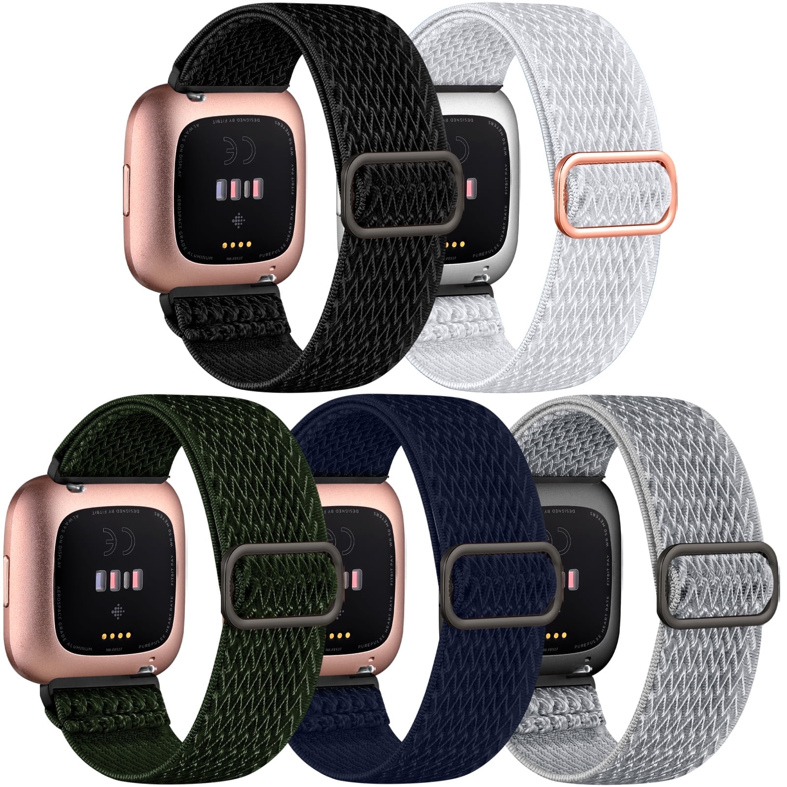 Comvin 5 Pack Elastic Bands Compatible with Fitbit Versa 2 Bands for ...