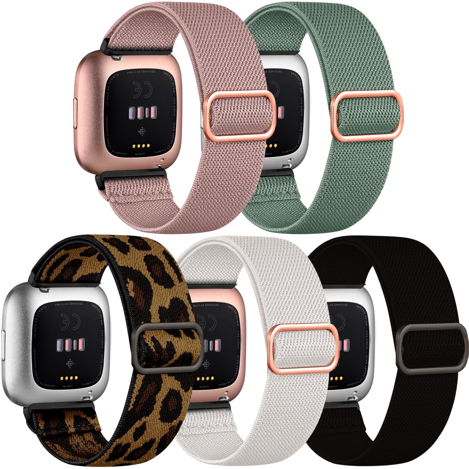 Comvin 5 Pack Elastic Bands Compatible with Fitbit Versa 2 Bands for ...