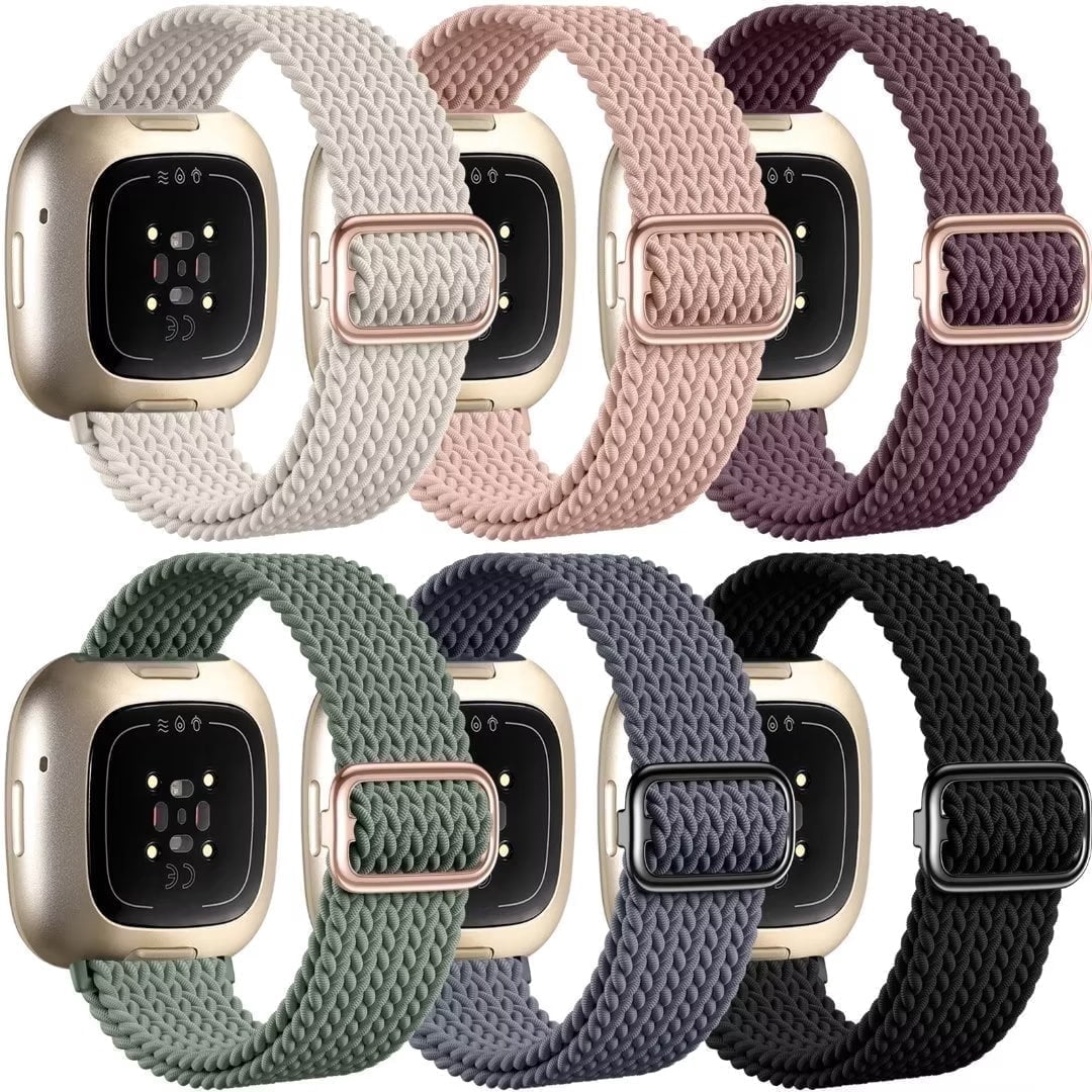 Comvin 6 Pack Braided Elastic Band Compatible with Fitbit Versa 4 ...