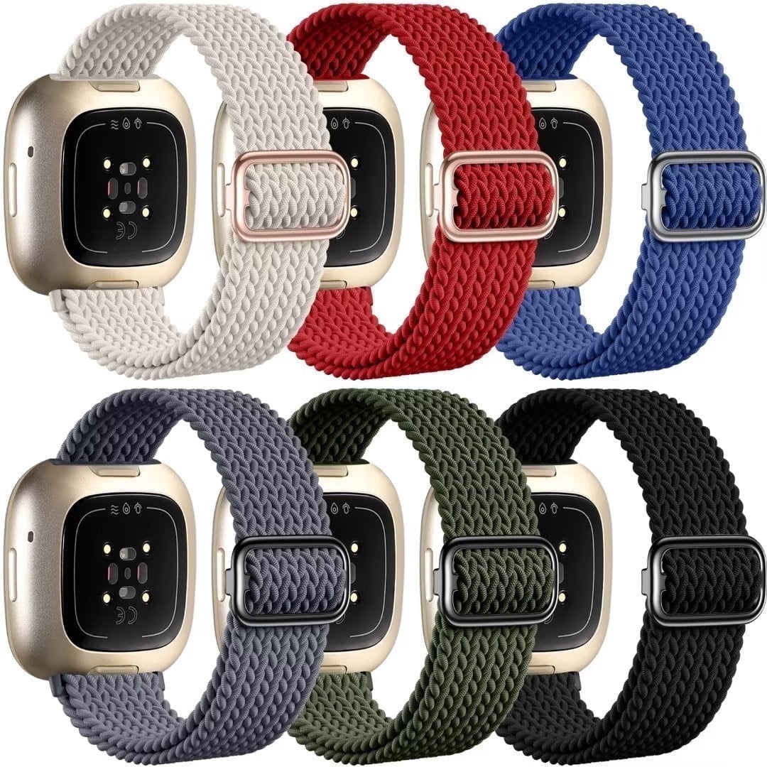 Comvin 6 Pack Elastic Nylon Bands, Adjustable Fitbit Versa 4, Versa 3 ...